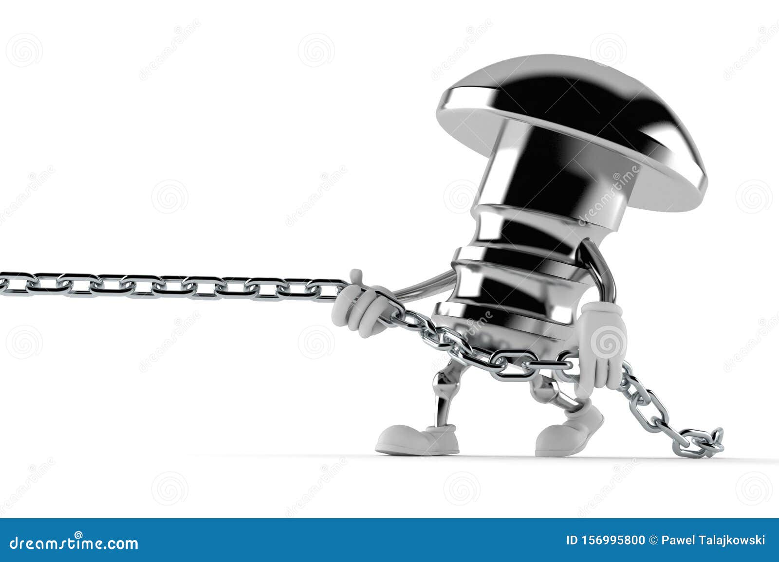 Bolt Character Pulling Chain Stock Illustration - Illustration of ...