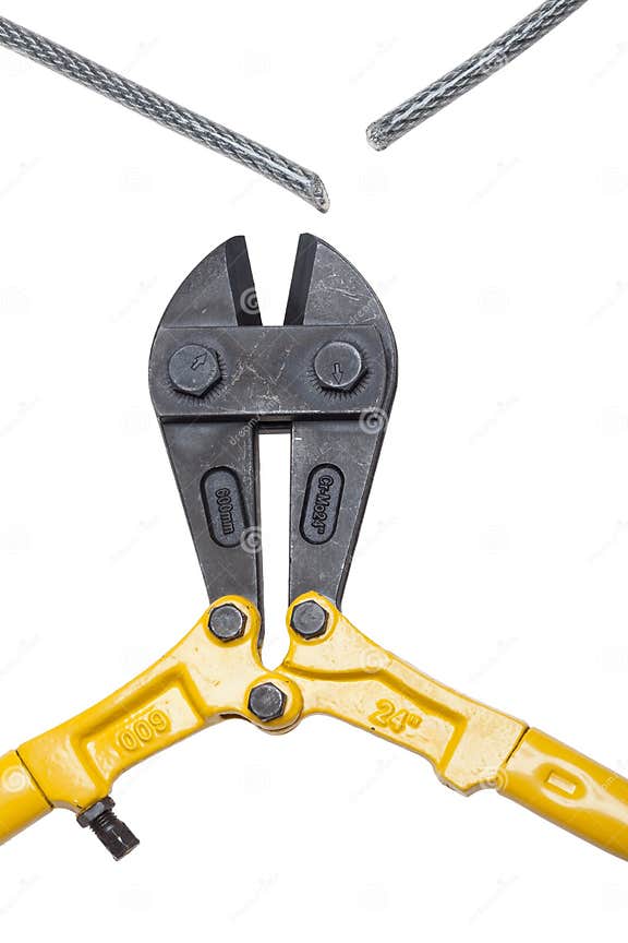 Bolt Cutters with Severed Steel Cable Stock Image - Image of isolated ...