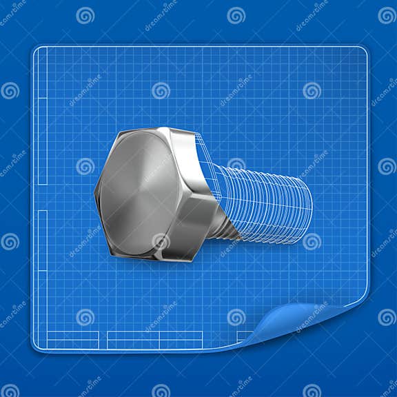 Bolt drawing blueprint stock vector. Illustration of hardware - 25535023