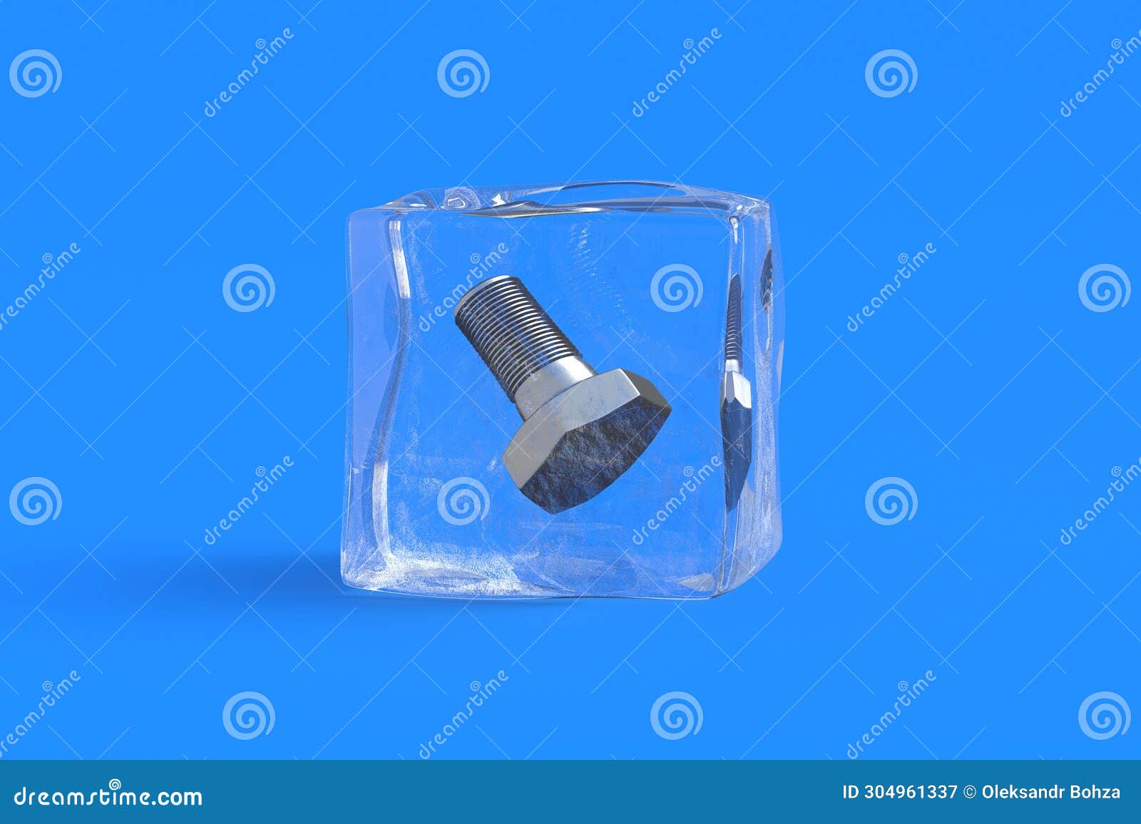 Bolt in ice cube. stock illustration. Illustration of factory - 304961337