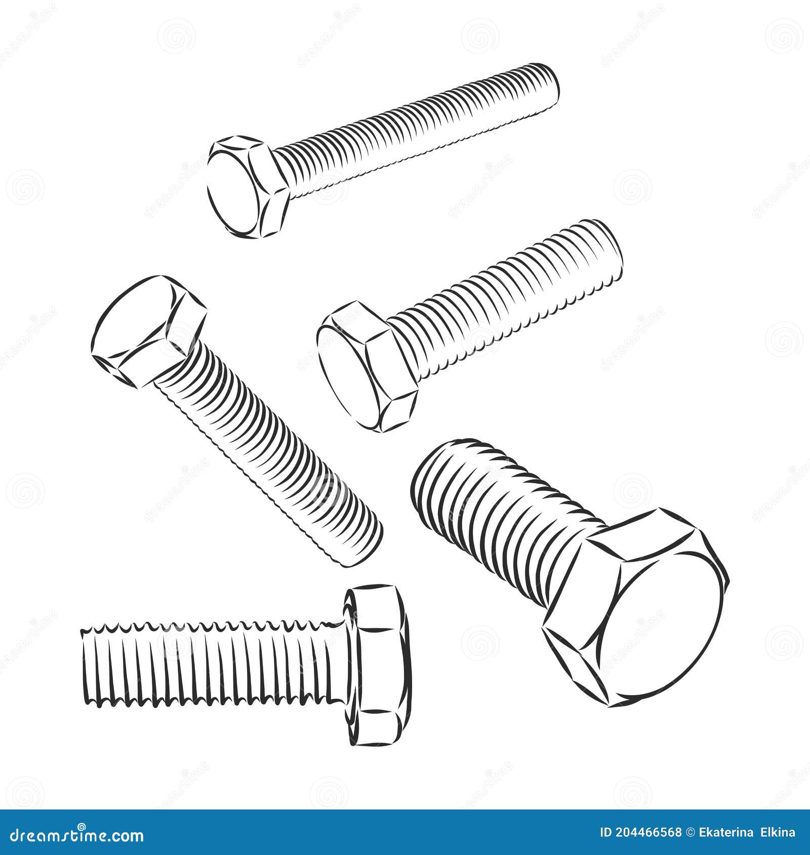 Bolt Icon. Vector Illustration of a Screw. Hand Drawn Bolt, Tool. Bolt ...