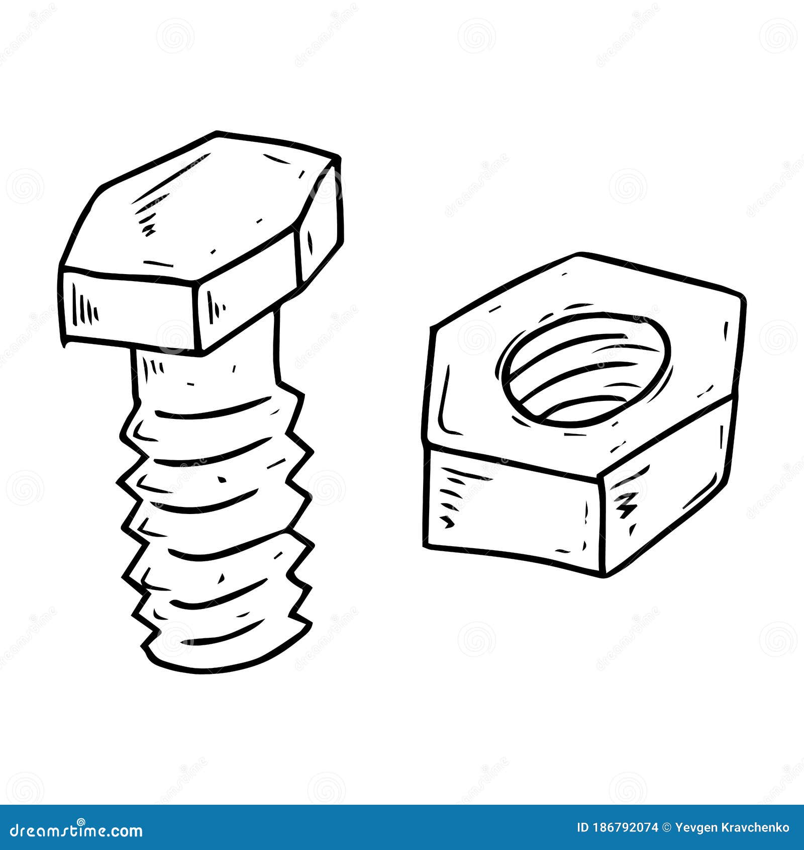 Bolt Icon. Vector of a Screw. Hand Drawn Bolt, Tool. Stock Vector ...