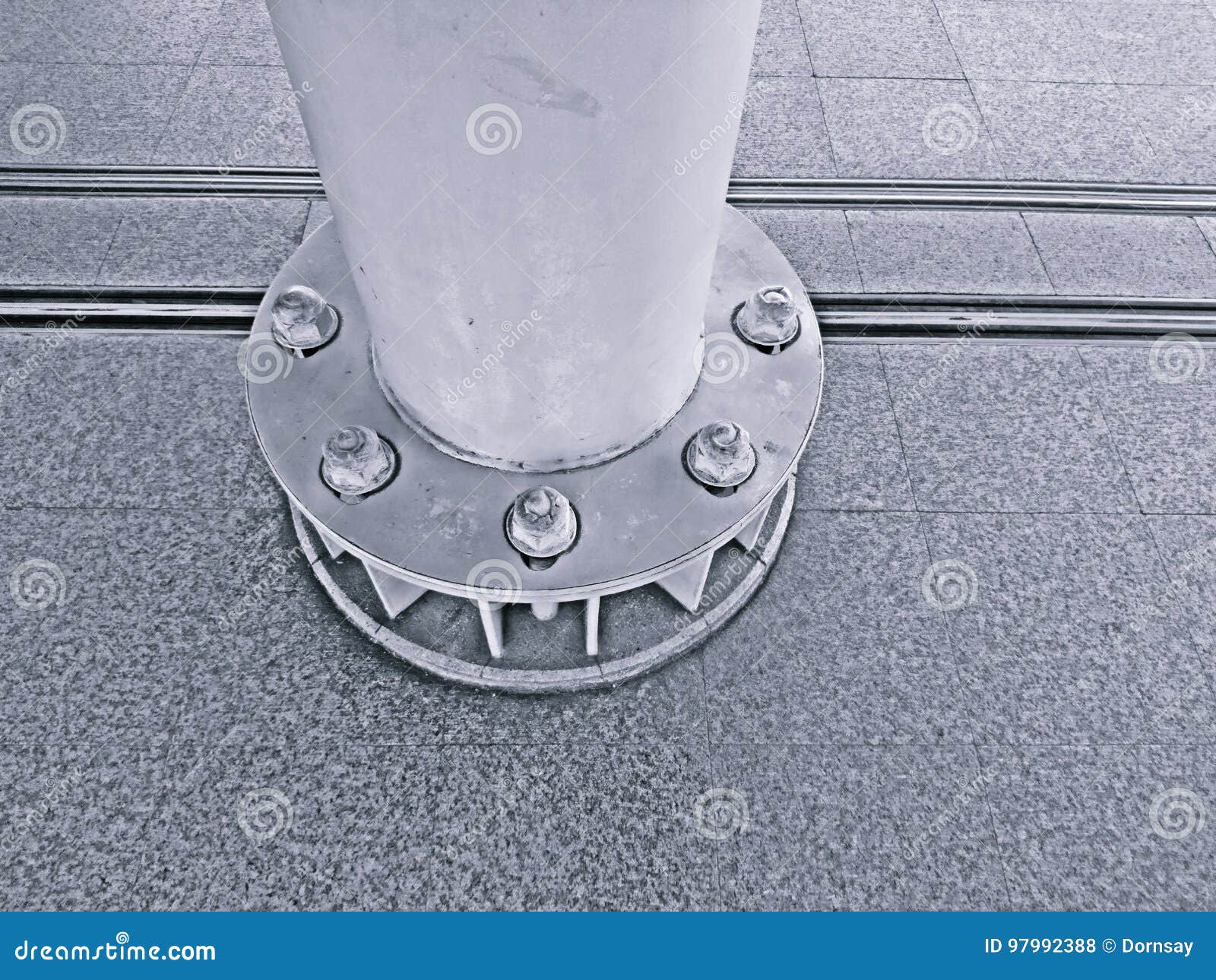 Bolt and Nut of Base Metal Pillar in Black and White Color Mode Stock ...