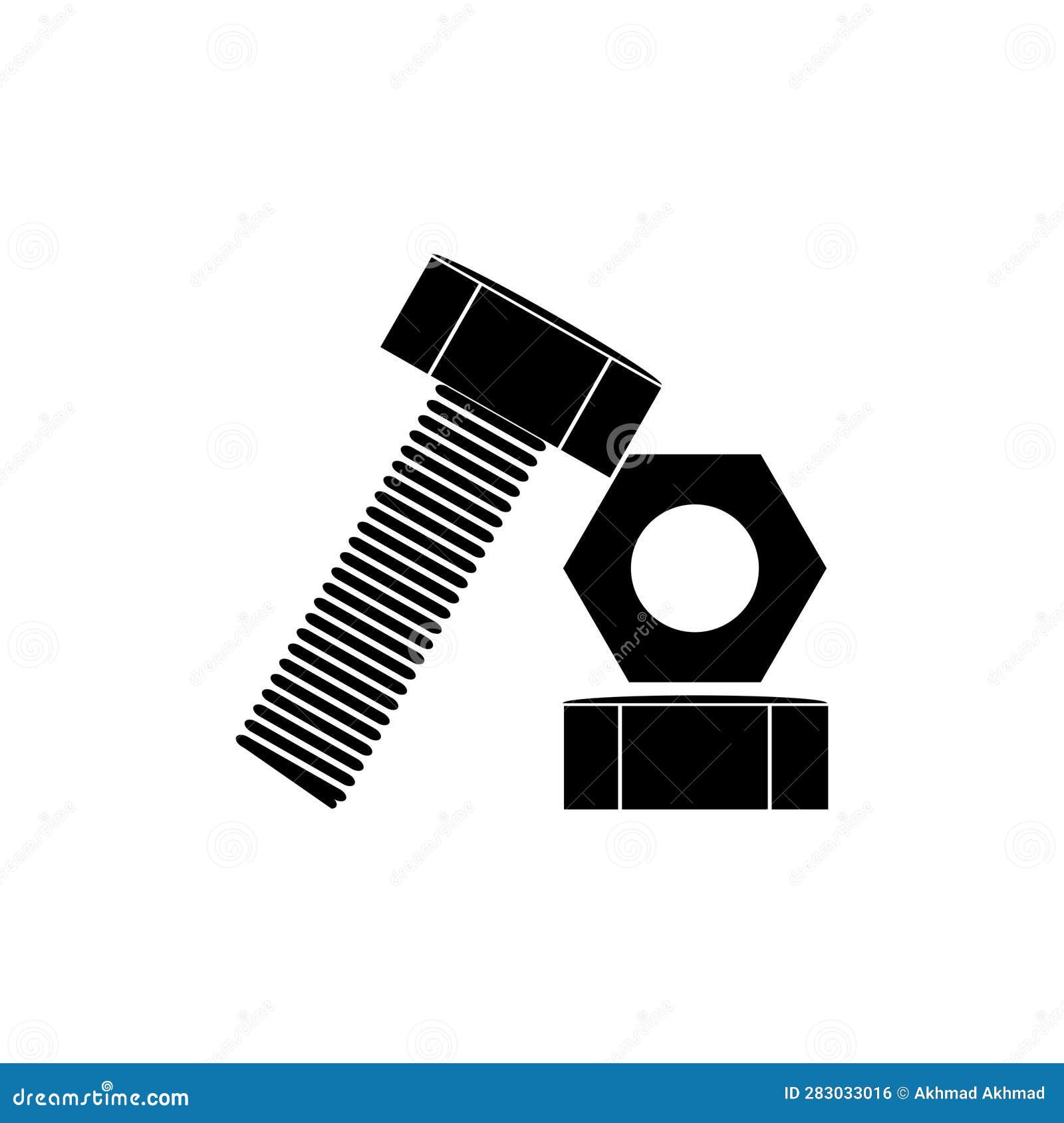 Bolt and nut icon stock vector. Illustration of black - 283033016