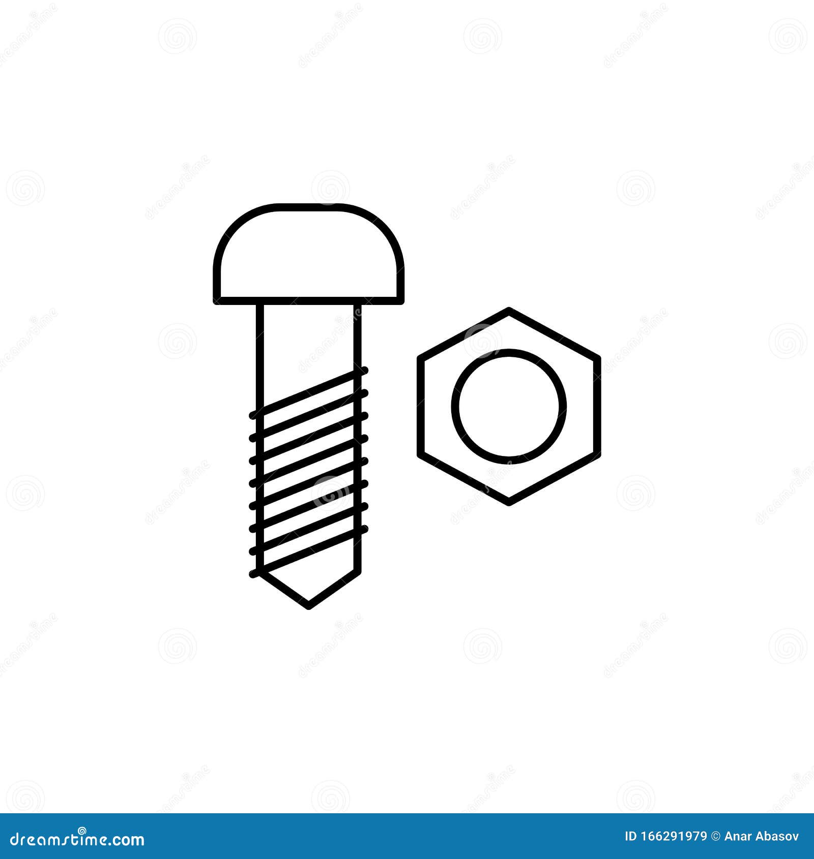 Bolt And Nut Outline Icon. Element Of Construction Icon For Mobile ...