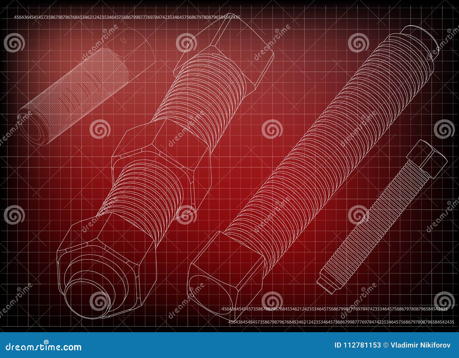 Bolt and nut on a red stock vector. Illustration of automobile - 112781153