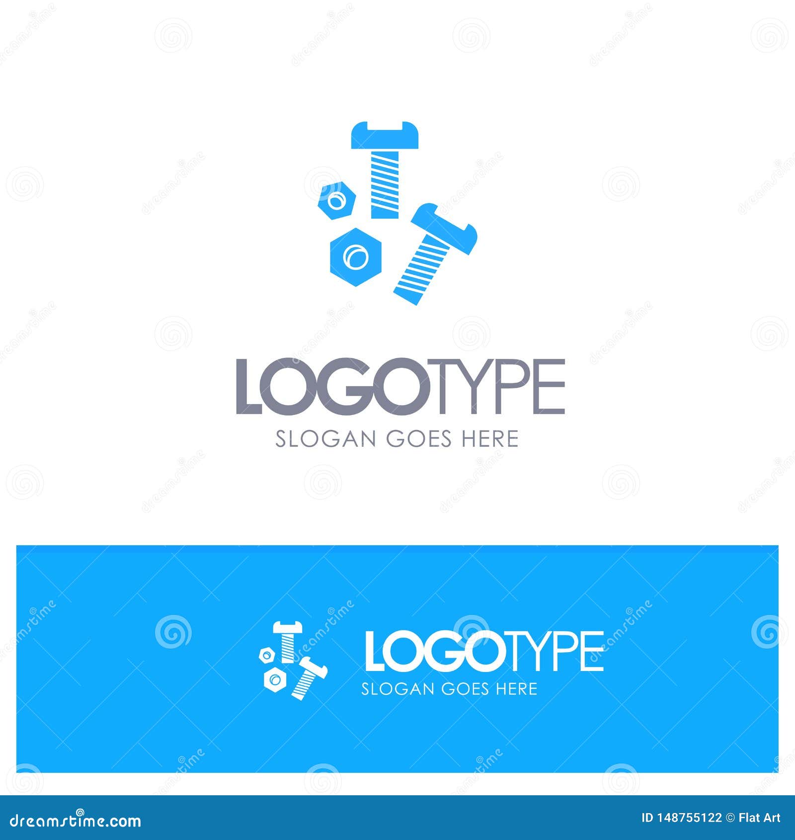 Bolt, Nut, Screw, Tools Blue Solid Logo with Place for Tagline Stock ...