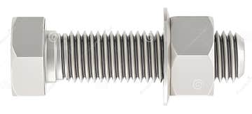Bolt with Nut, Side View. 3D Rendering Stock Illustration ...