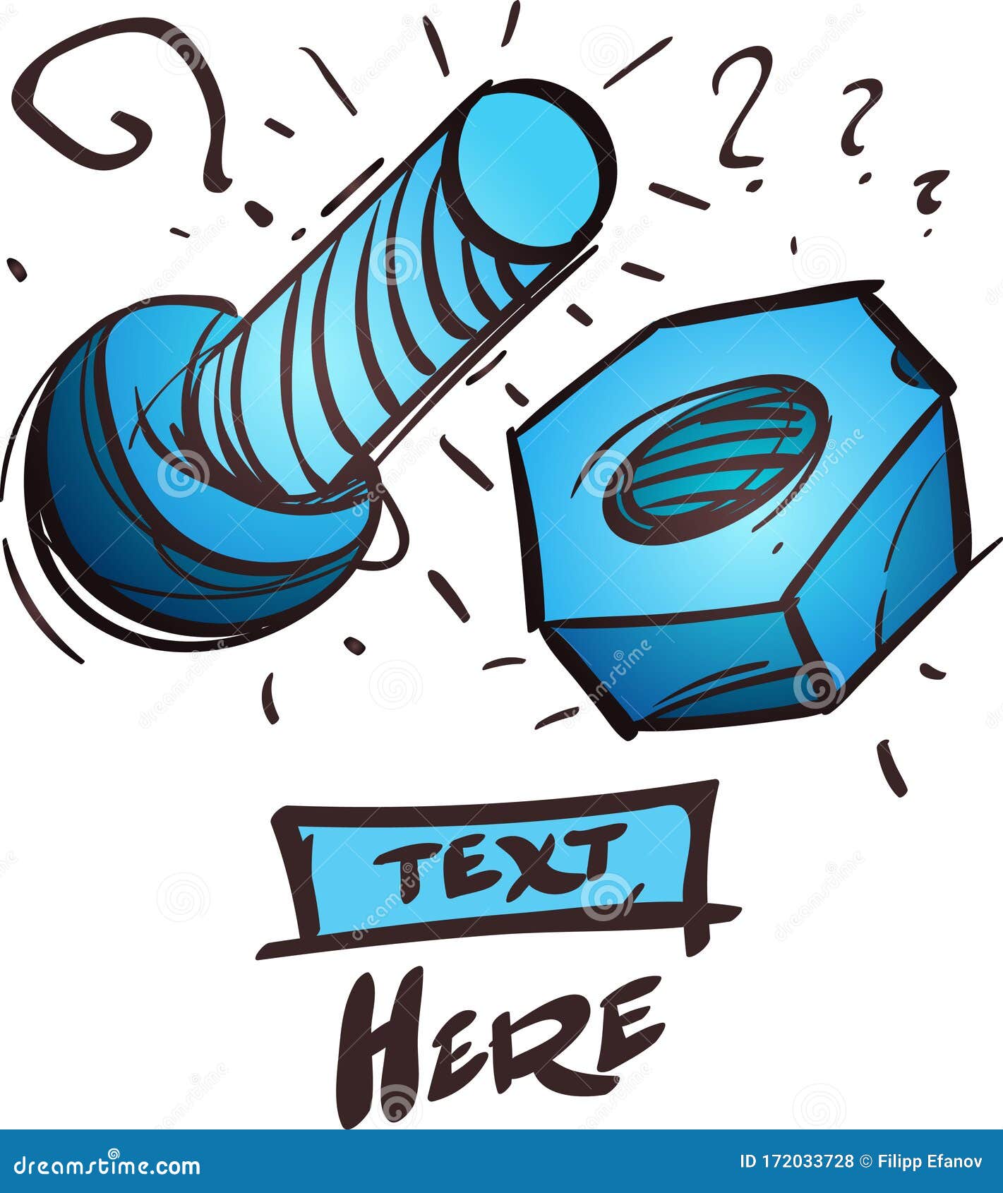 Bolt and Nut Sketch. the Elements for Infographics with a Hand-drawing ...