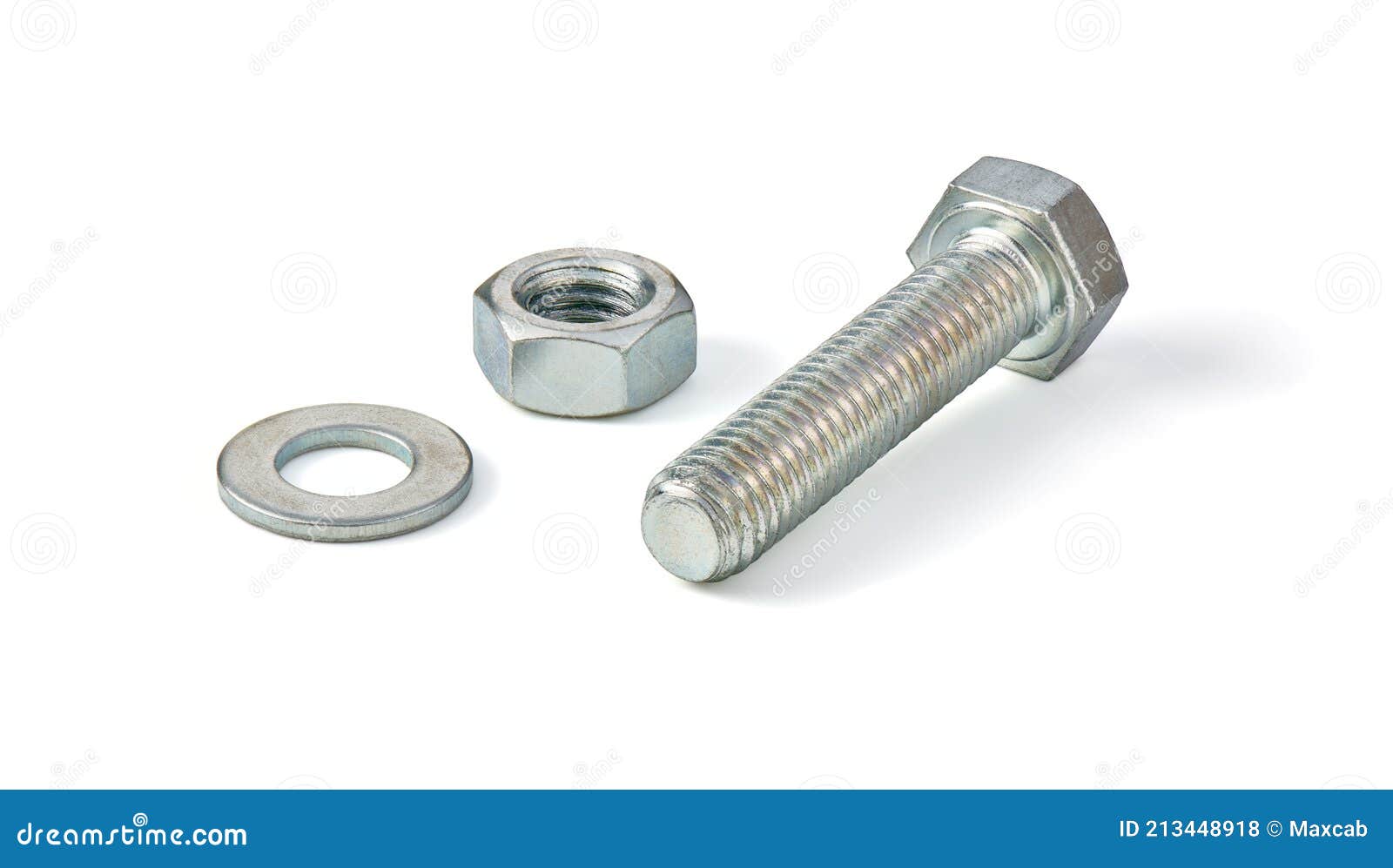 Bolt, Nut and Washer Isolated on a White Background, Photo Stacking ...