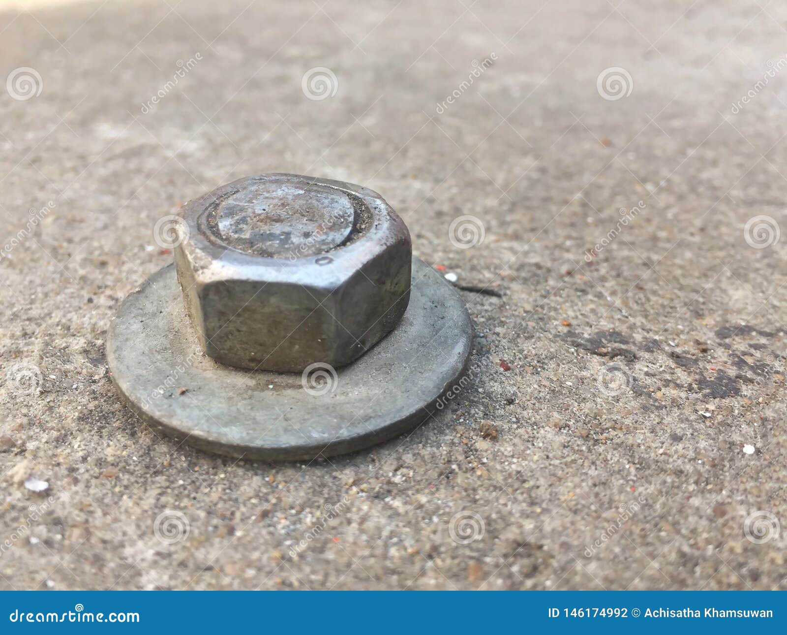 Bolt Nut and Washers on the Concrete Floor Stock Photo - Image of bolts ...