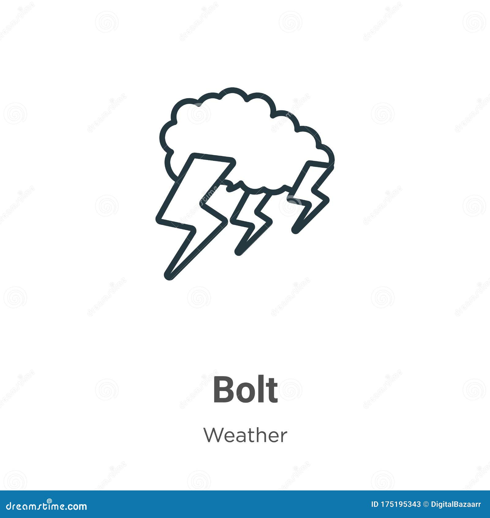 Bolt Outline Vector Icon. Thin Line Black Bolt Icon, Flat Vector Simple ...