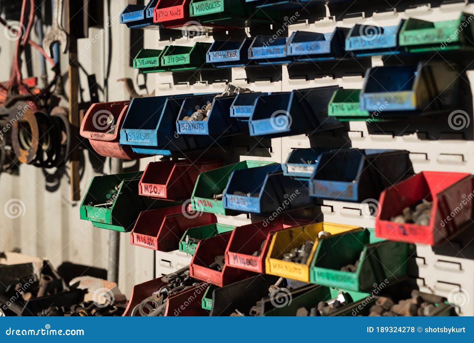 Bolt Racks on a Workshop Bench Stock Photo - Image of trad, tradie ...