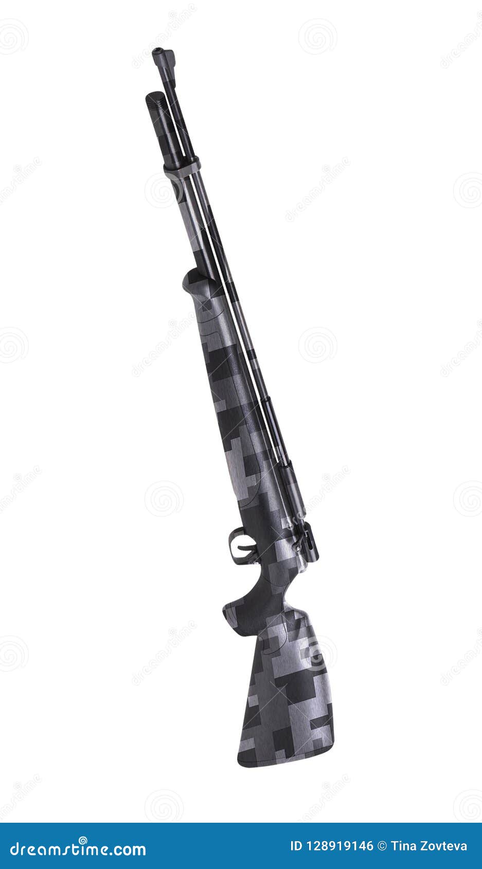 Bolt rifle isolated stock photo. Image of steel, grey - 128919146