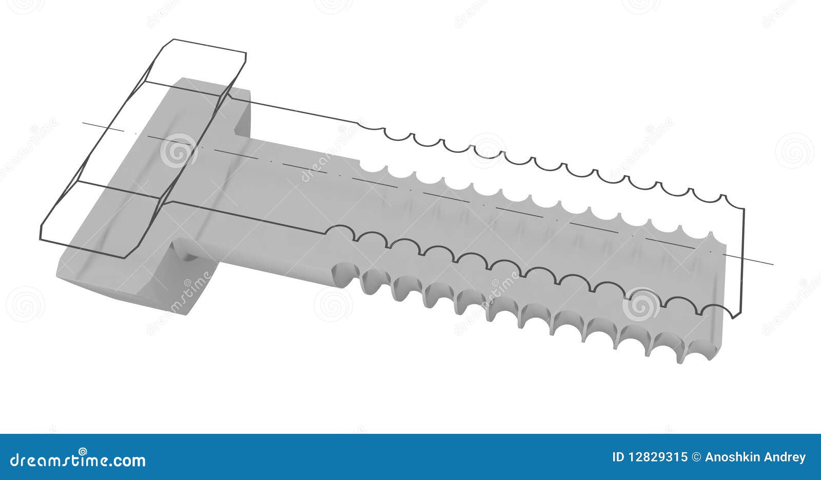 Bolt in section stock illustration. Illustration of metalwork - 12829315