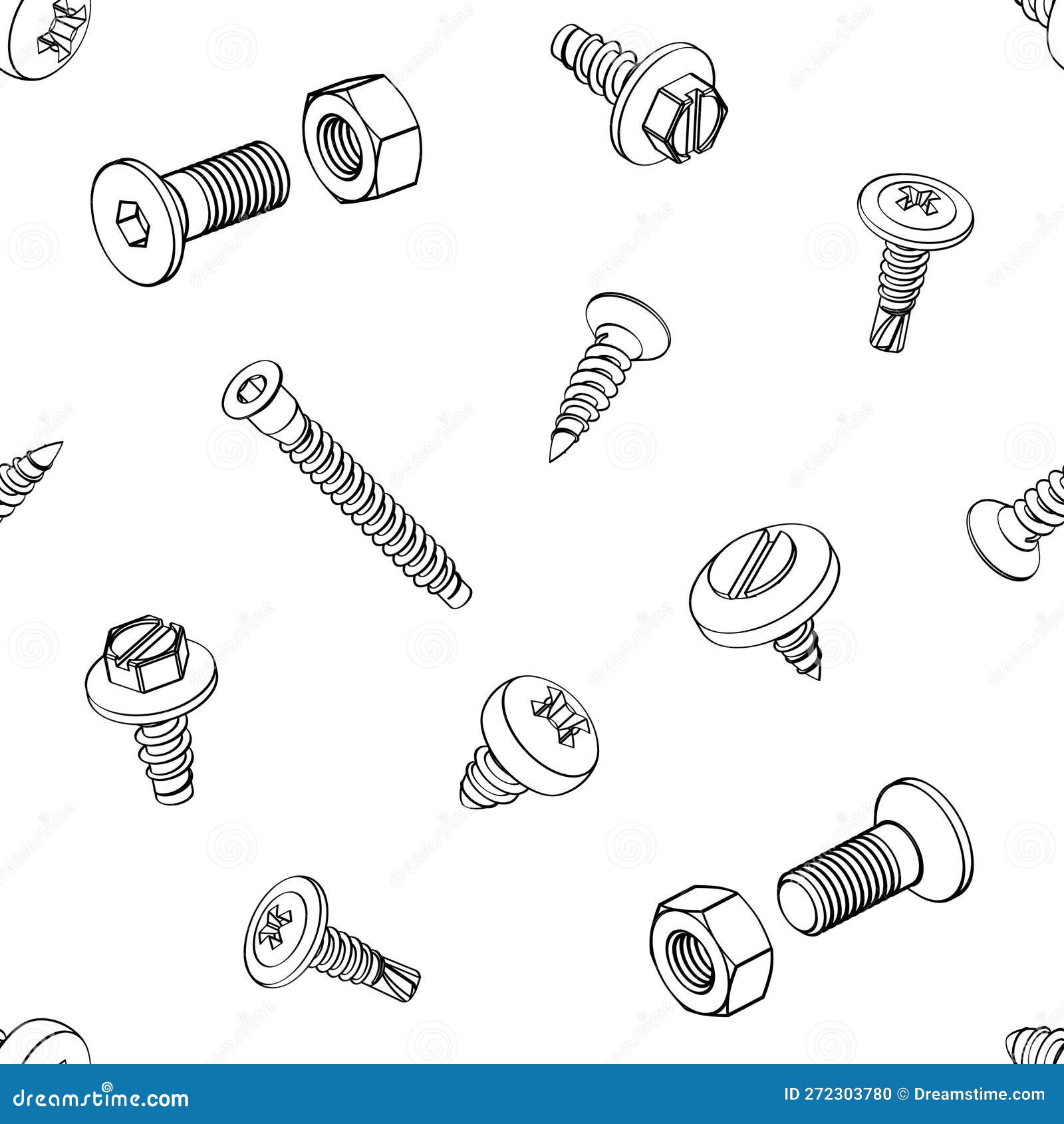 Bolt Self-tapping Nut Washer Stock Illustration - Illustration of head ...