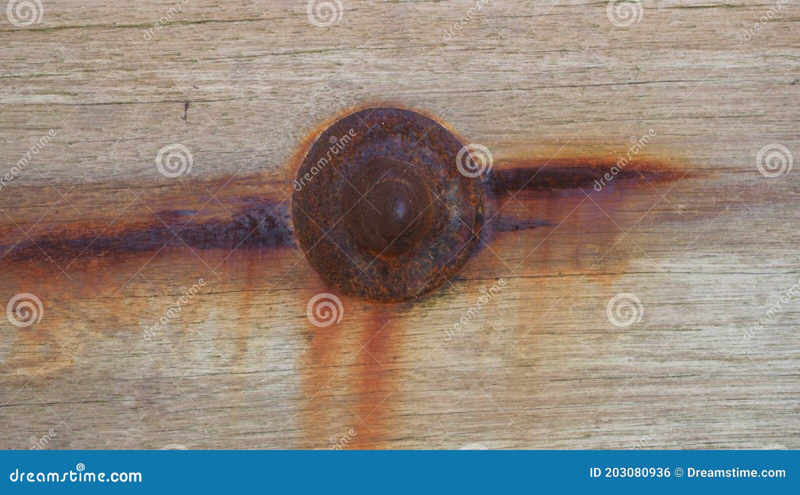 Rusting Bolt Bleeding into Grain Stock Photo - Image of rusting ...