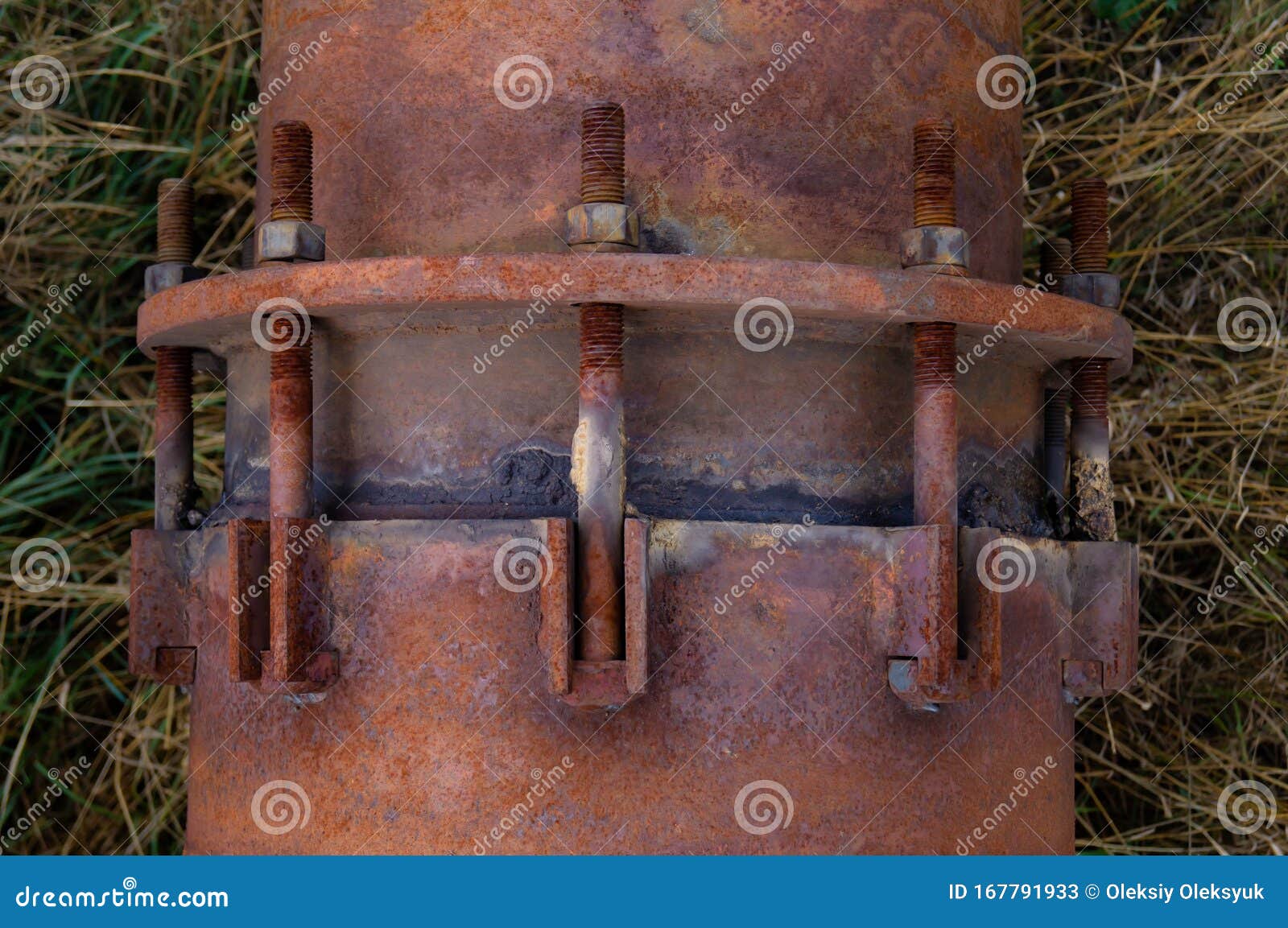 Bolted Connection of Large Diameter Pipes on the Pipeline. Stock Image ...