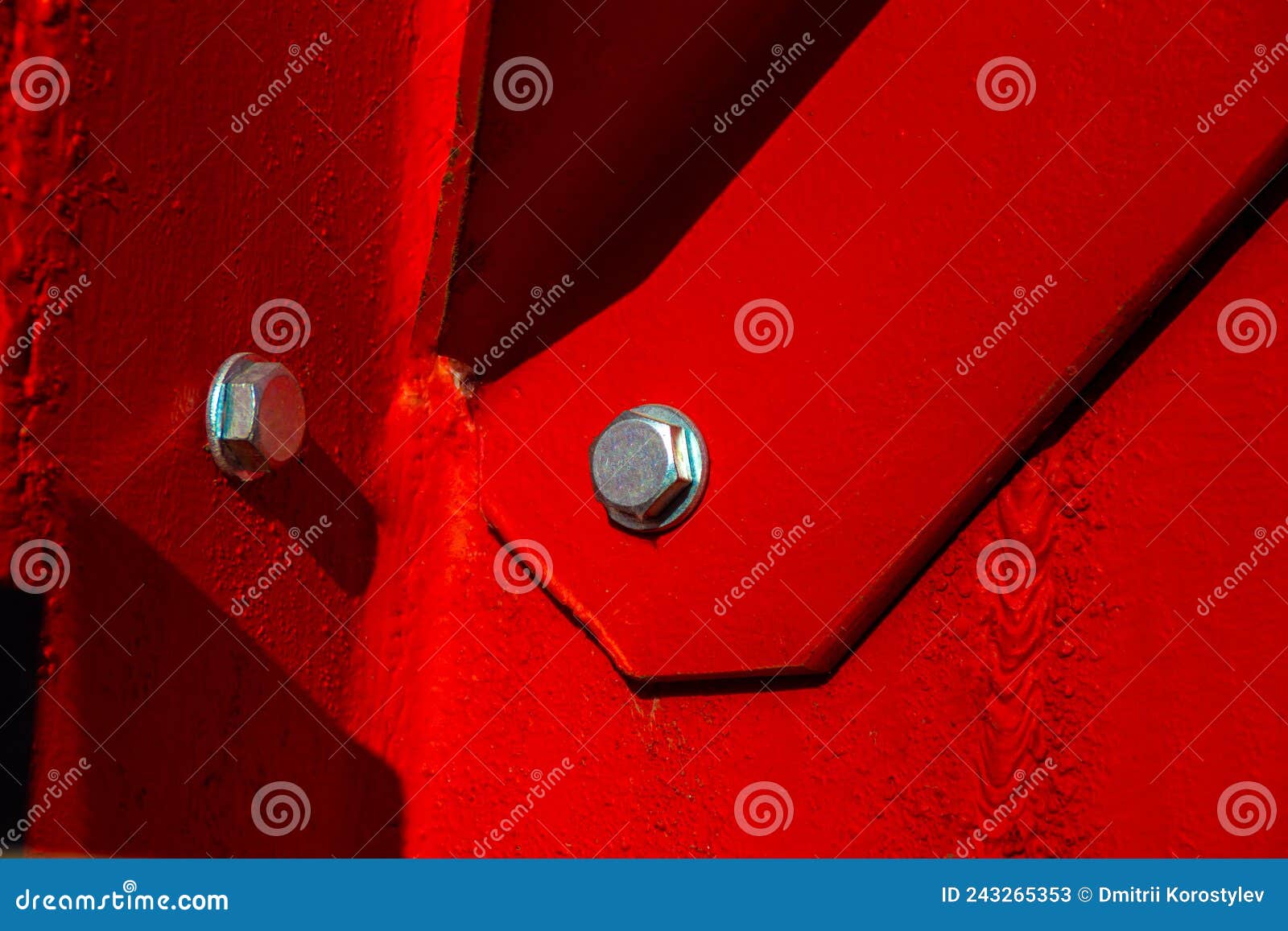 Bolted Connection of Steel Structure Painted in Red, Assembly of ...