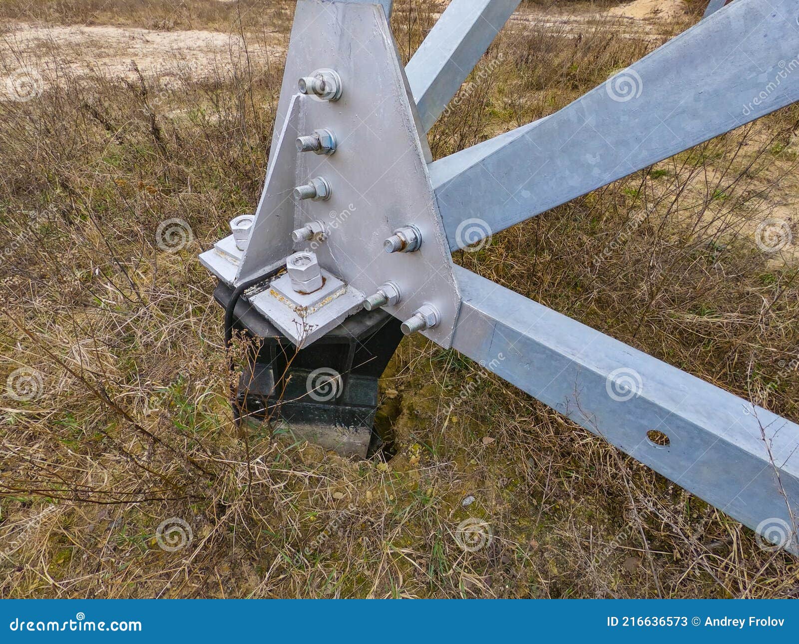 Bolting of the Electrical Support Structure Stock Image - Image of line ...