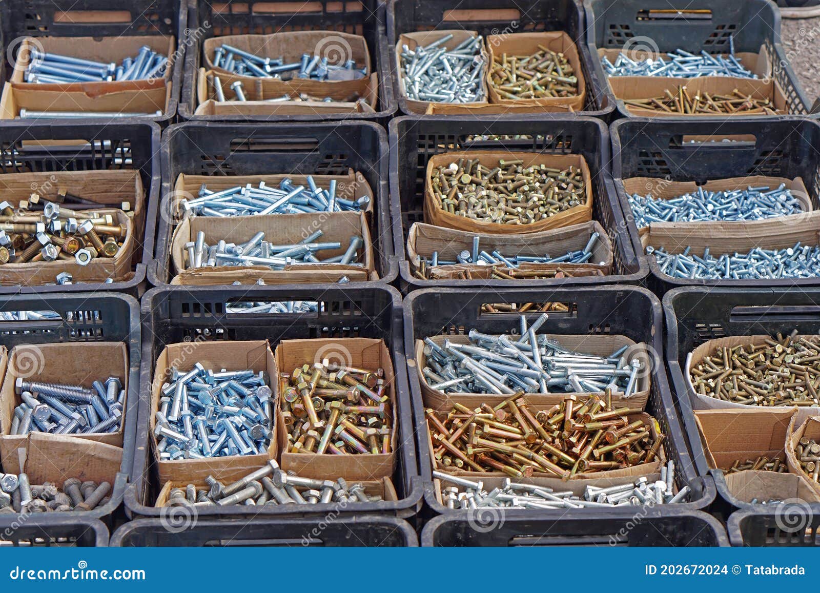 Bolts in boxes stock photo. Image of bolt, tools, material - 202672024