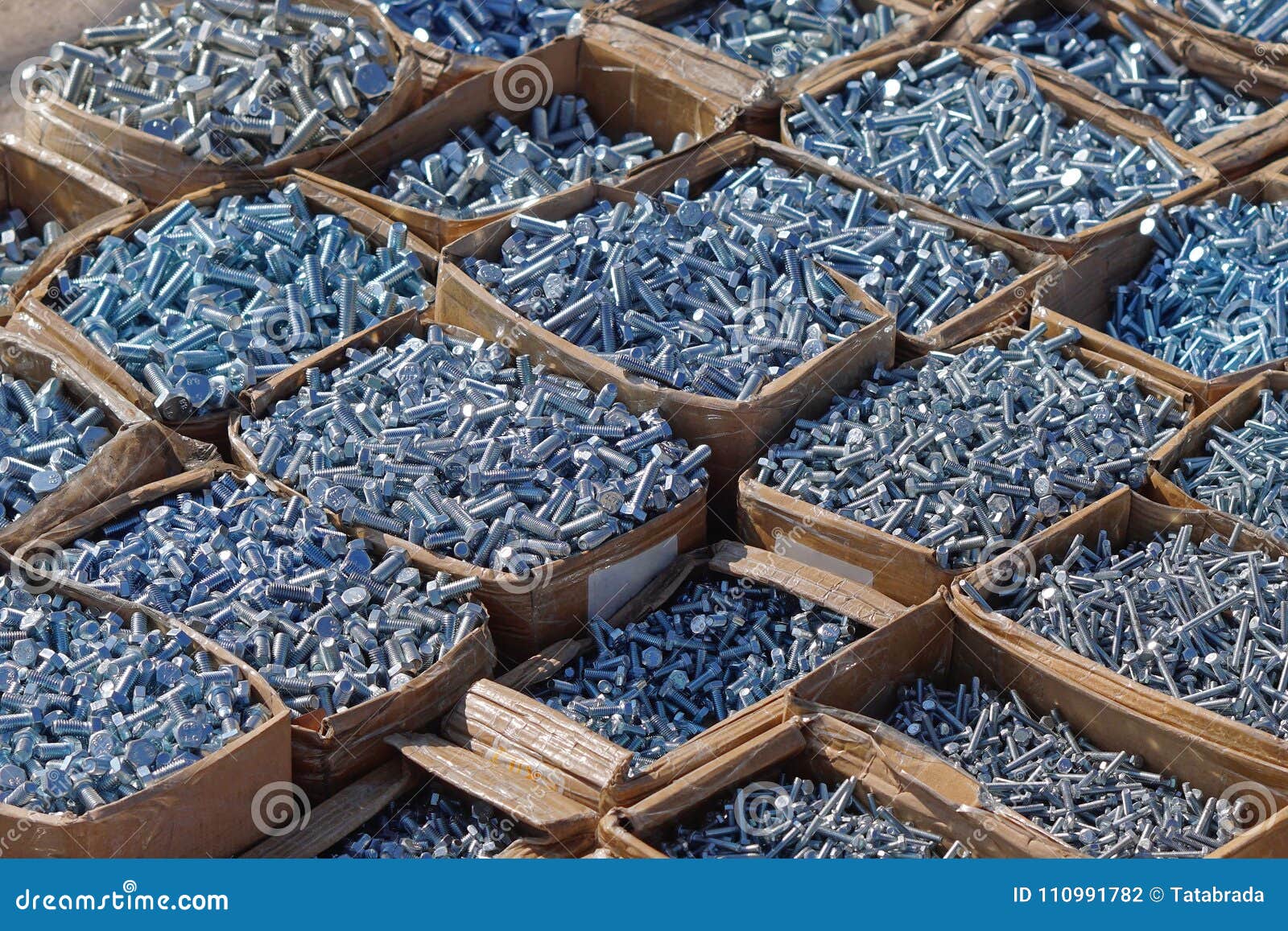 Bolts in boxes stock photo. Image of equipment, metal - 110991782