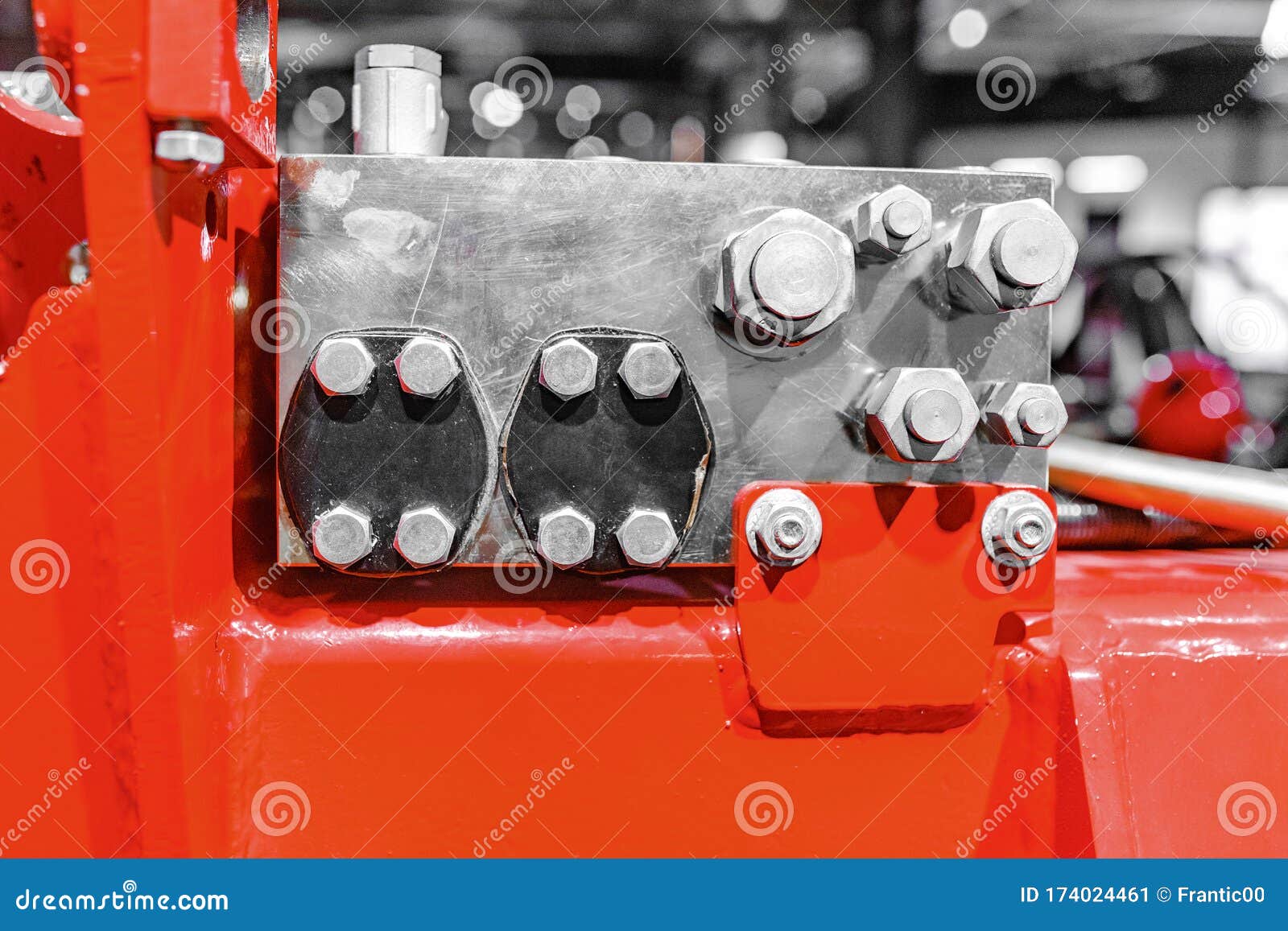 Bolts Fastening Red Metal Construction Stock Image - Image of girder ...