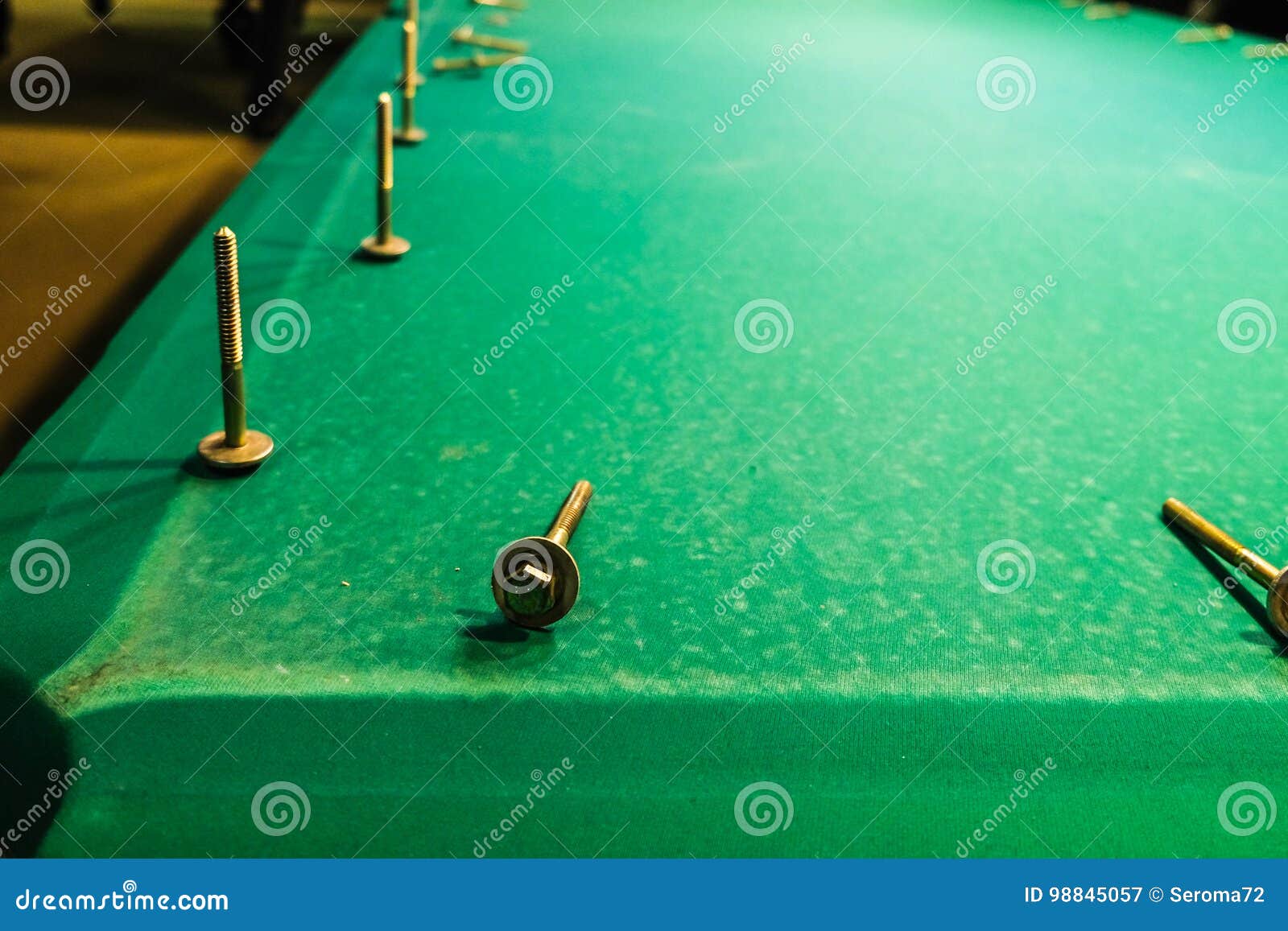 The Bolts are on the Felt Pool Table Stock Image - Image of repair ...