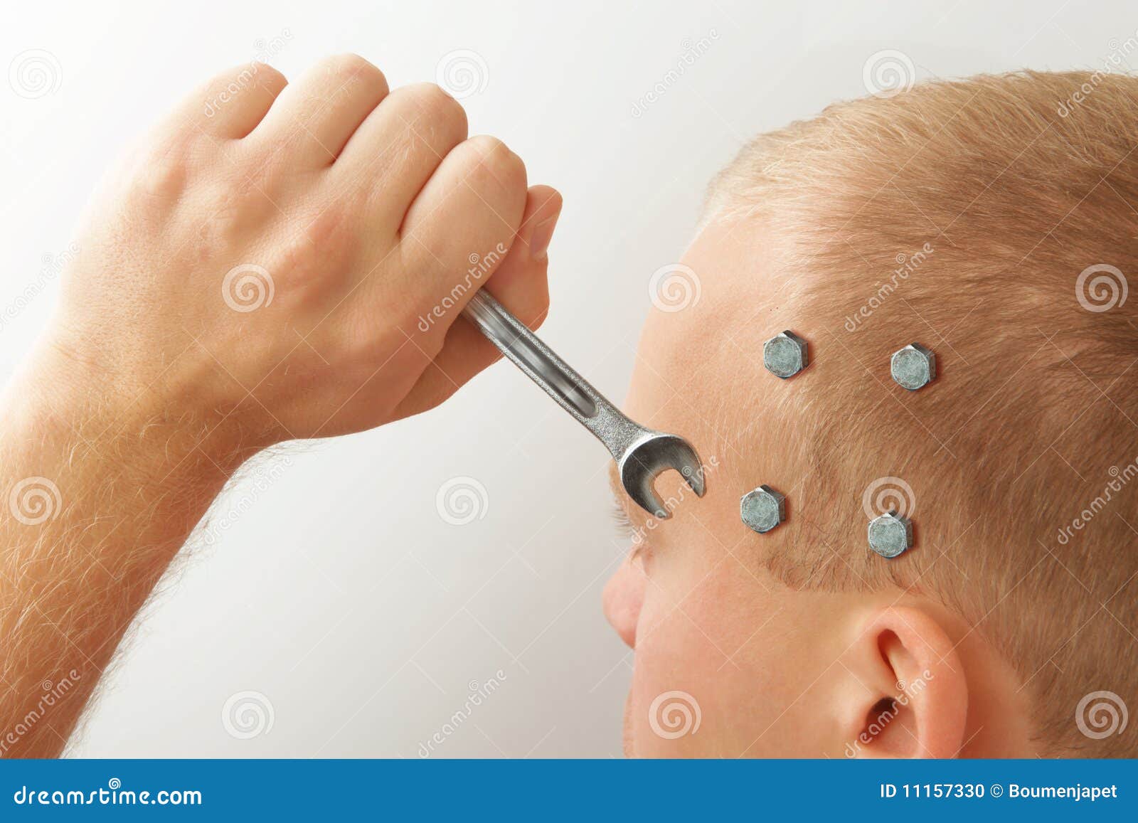 Bolts in head. stock photo. Image of montage, hook, madness - 11157330