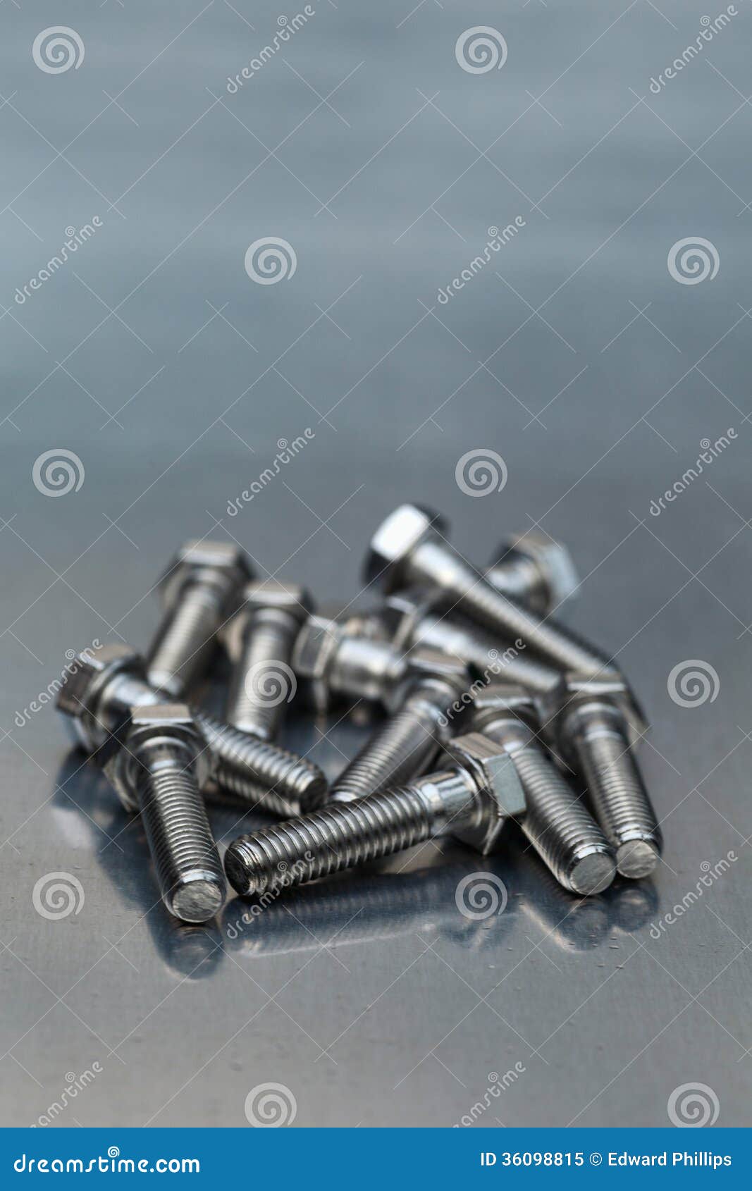 Bolts on a metal workbench stock image. Image of hexagon - 36098815