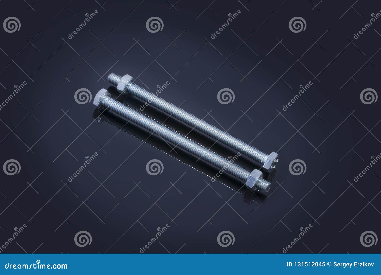 Metal Bolt and Close-up with Reflection and Bright Texture on Black ...