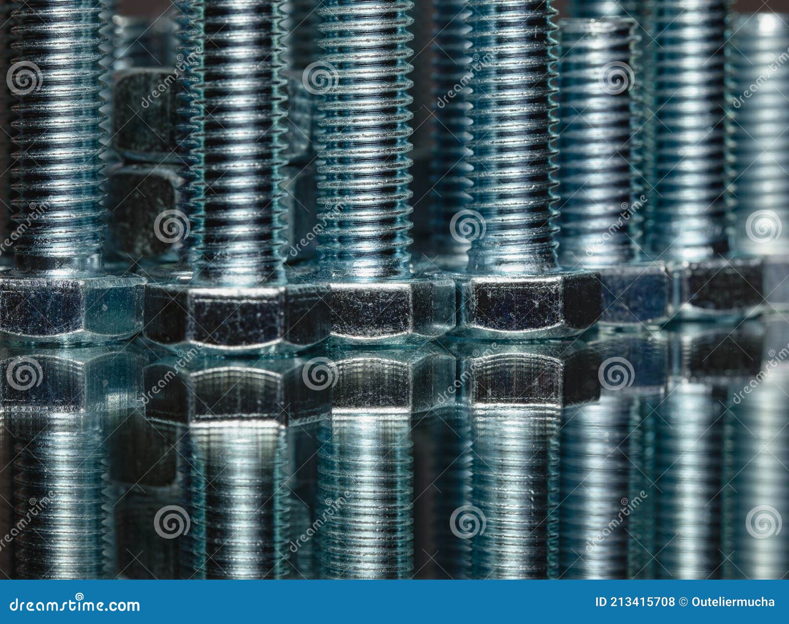 Bolts and Nuts on a Mirror Background. Stock Photo - Image of closeup ...
