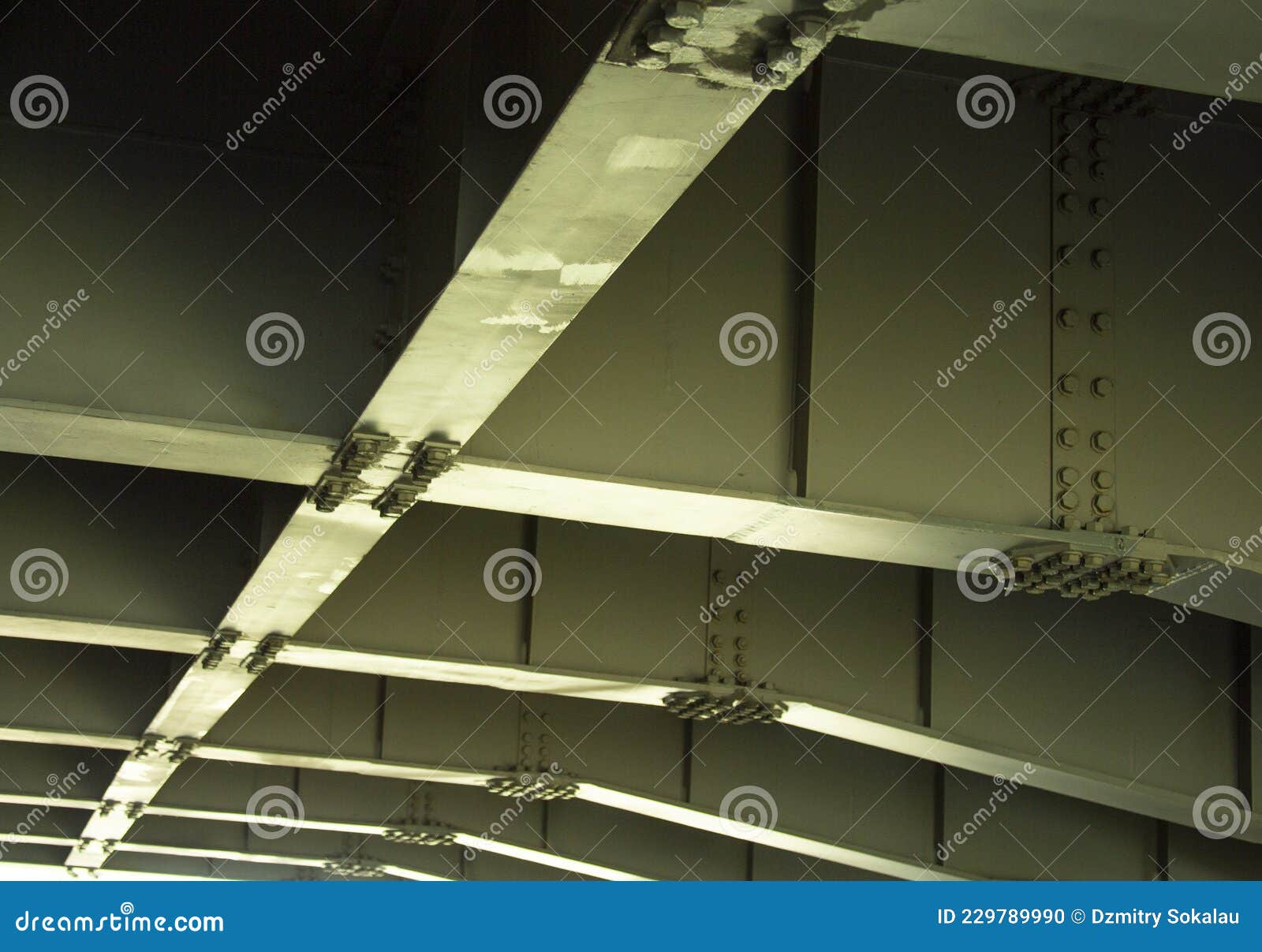 Bolts, Nuts, Threaded. Steel Structure of the Bridge Bottom View Stock ...