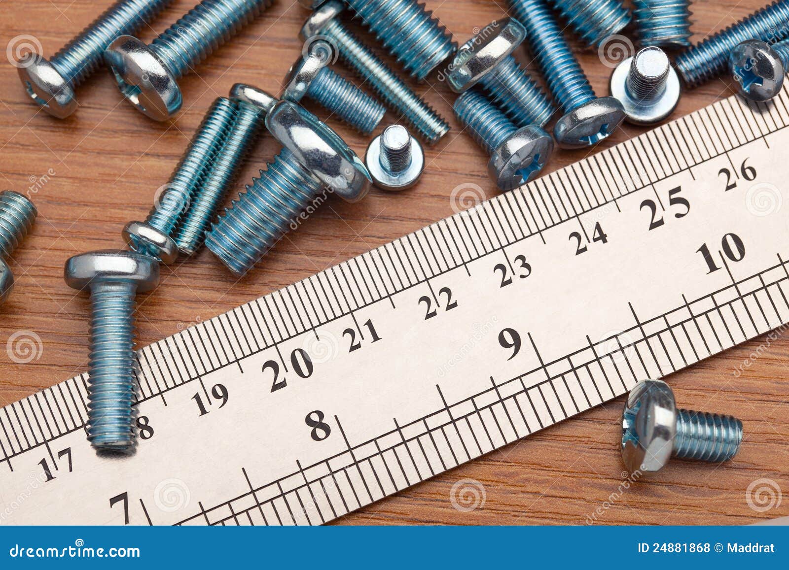 Bolts & Ruler stock photo. Image of handwriting, industrial - 24881868