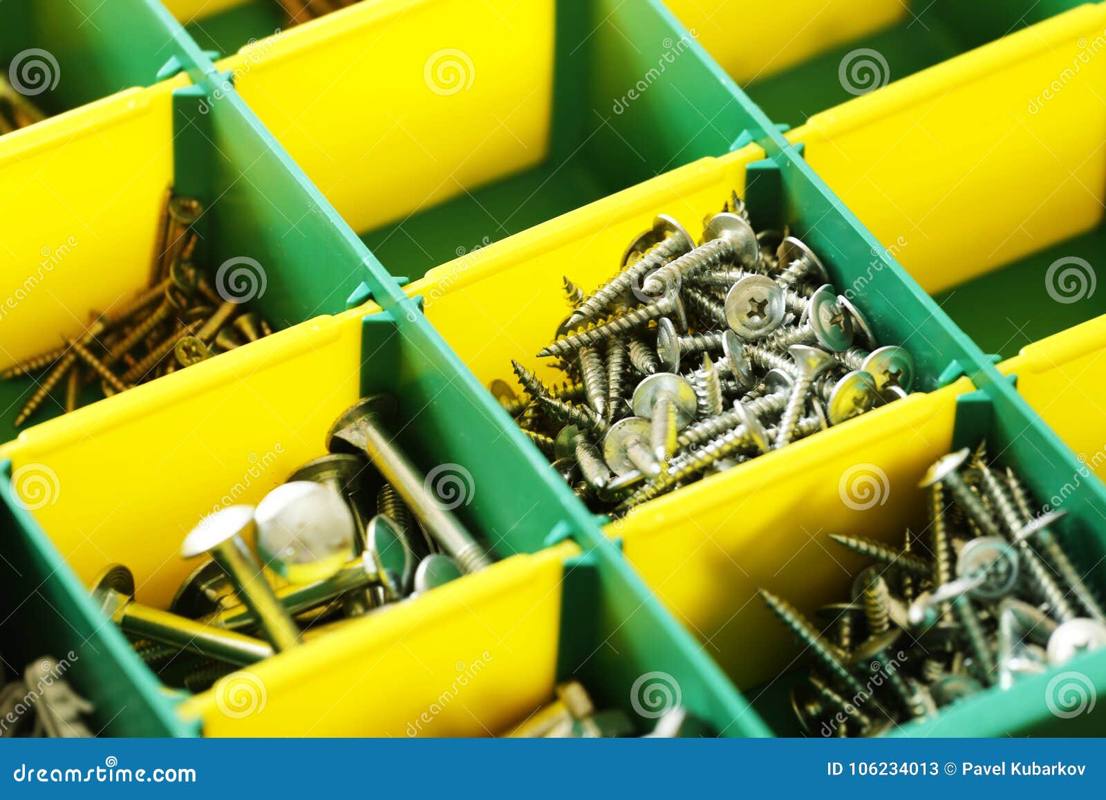 Bolts and Screws in Sorting Box Stock Image - Image of factory ...