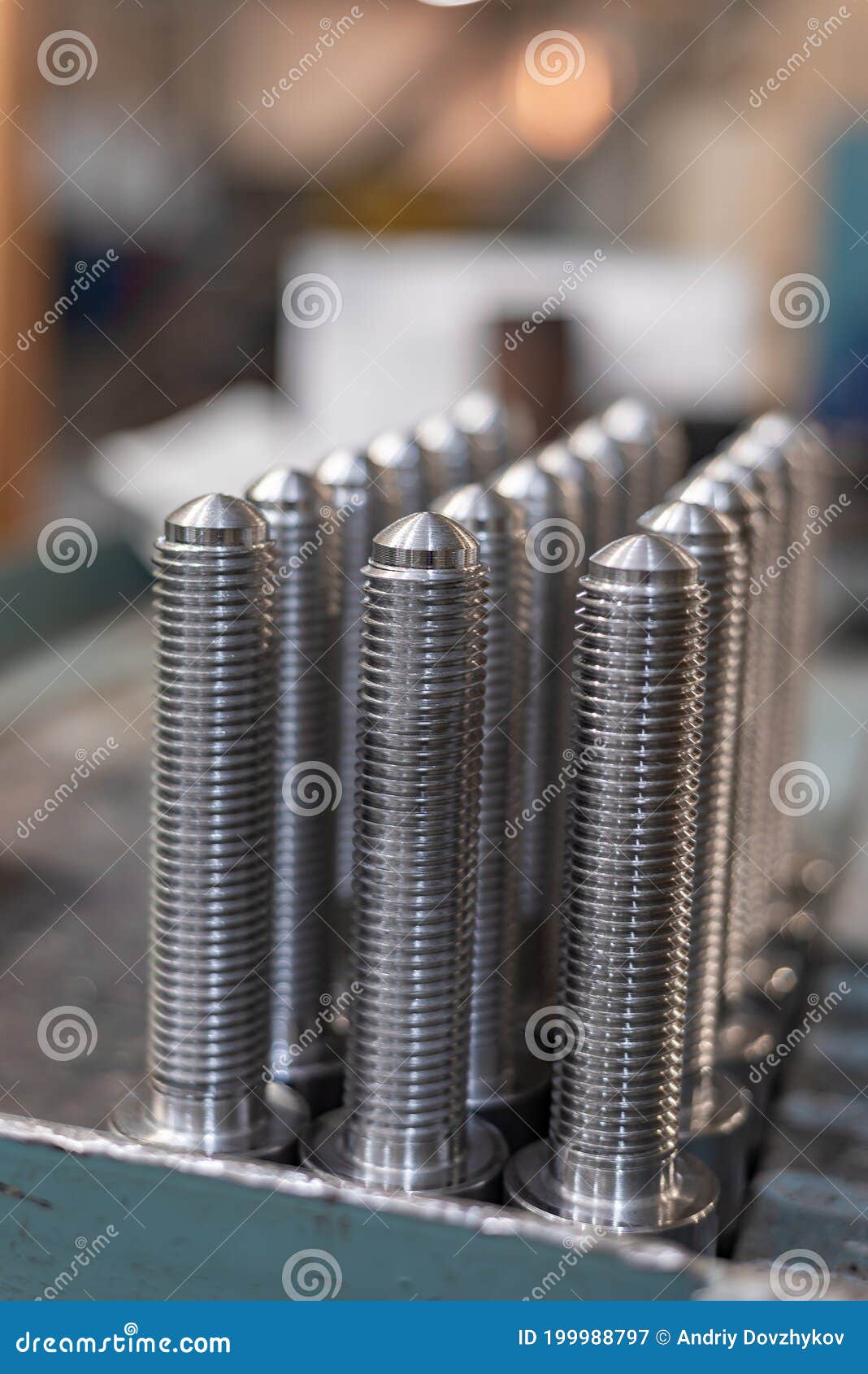 Bolts, Screws and Threaded Rods after Turning on a Rack Stock Image ...