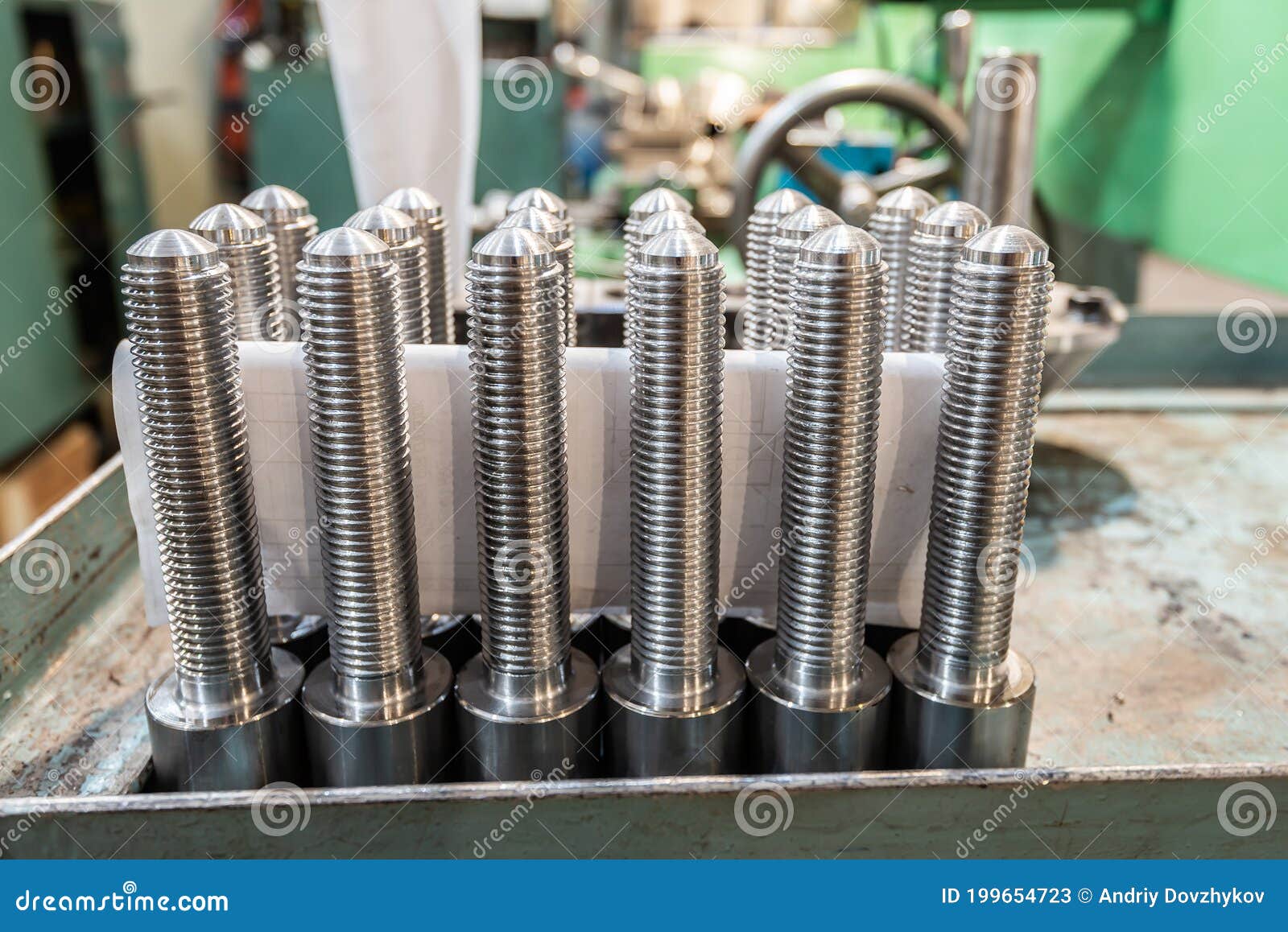 Bolts, Screws and Threaded Rods after Turning on a Rack Stock Image ... Bolts, Screws and Threaded Rods after Turning on a Rack Stock Image ...