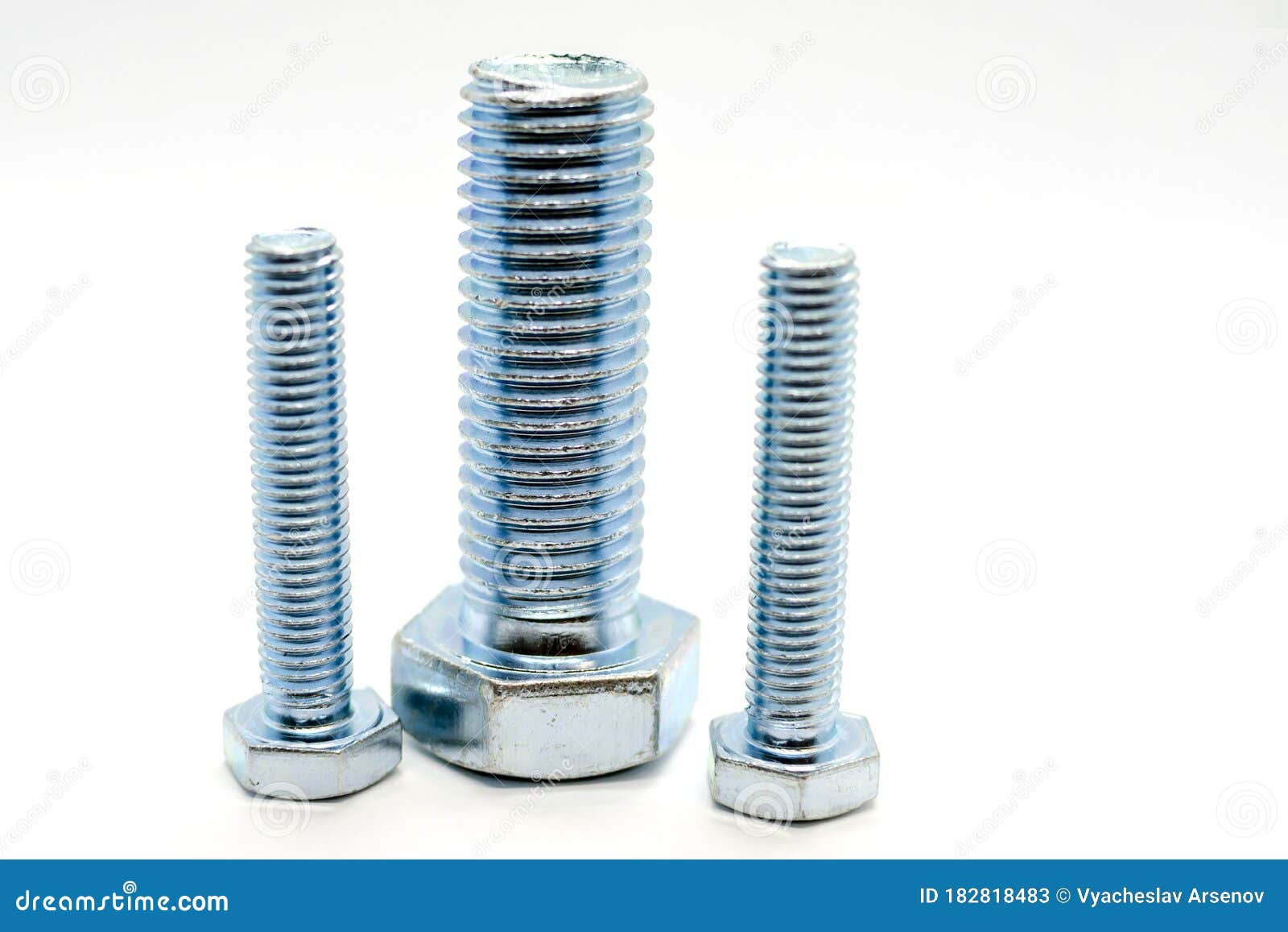 Bolts, Steel Galvanized with Hex Heads on White Background Stock Image ...