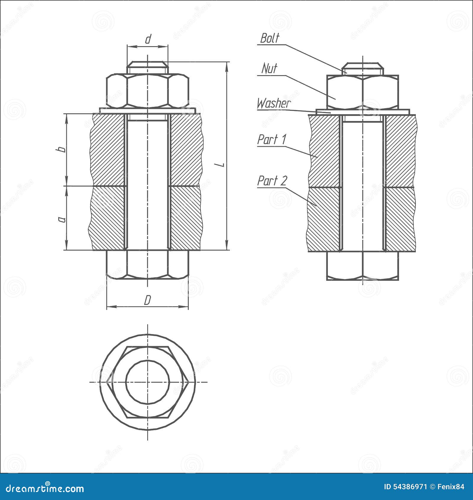 Bolzenverbindung vektor abbildung. Illustration von getrennt - 54386971