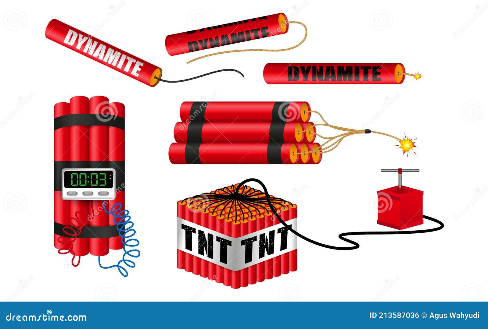 Set of Realistic Dynamite with Burning Wick or Realistic Bomb ...