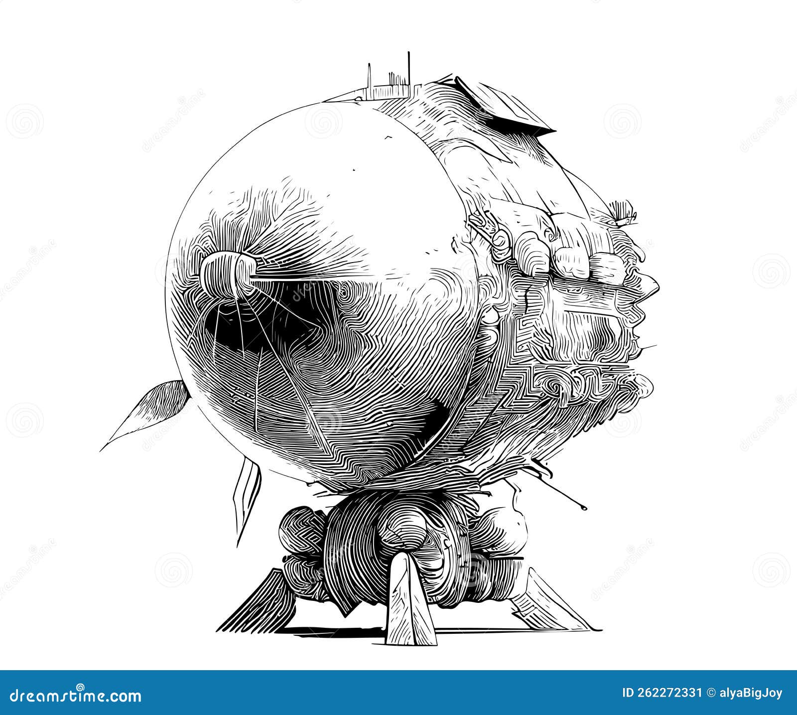 Bomb Abstract Sketch Hand Drawn Sketch, Engraving Style Stock Image ...