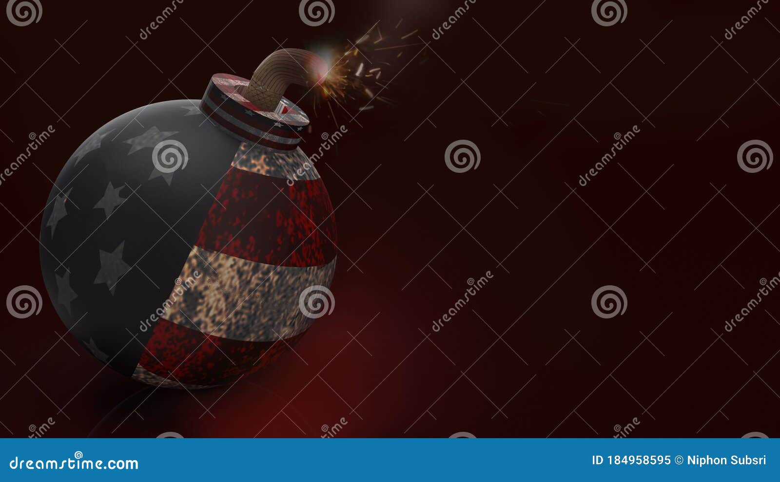 The Bomb America Flag Surface 3d Rendering for Protests or Crisis ...