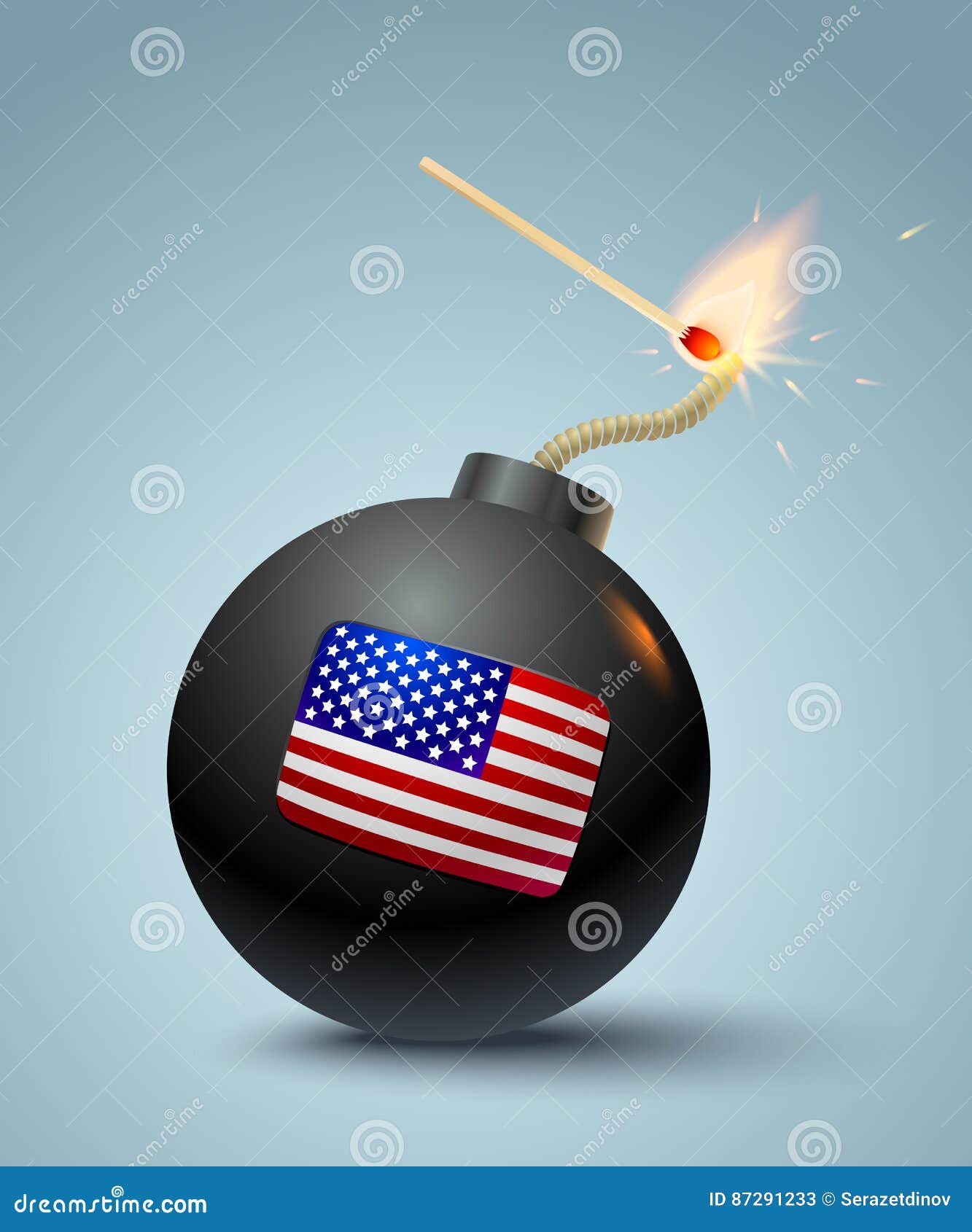 Bomb with american flag. stock vector. Illustration of danger - 87291233