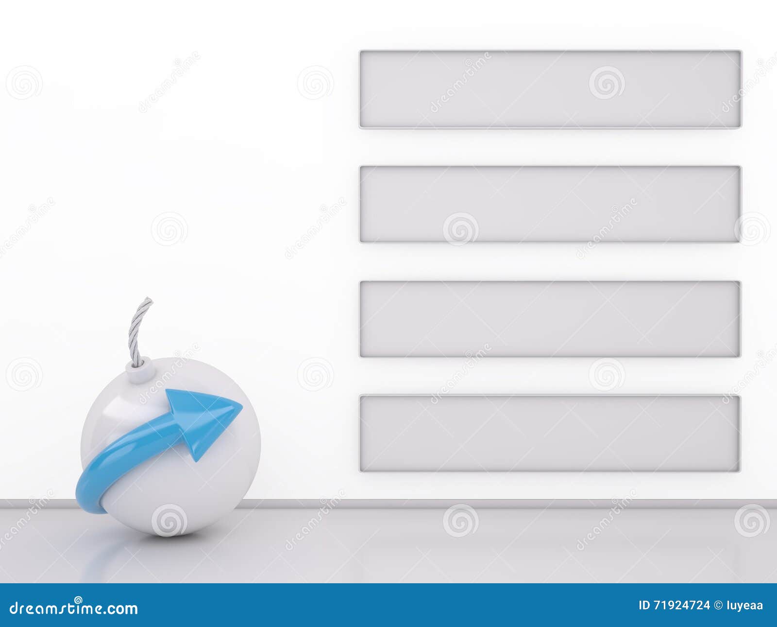 Bomb and Banner Stripes on White, 3D Stock Illustration - Illustration ...