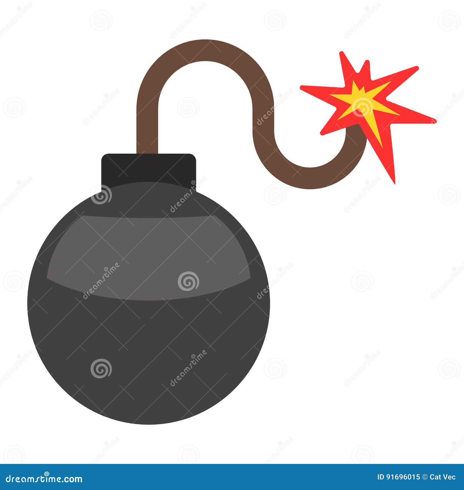 Bomb with Burning Wick Vector Illustration Dynamite Danger Explosive ...