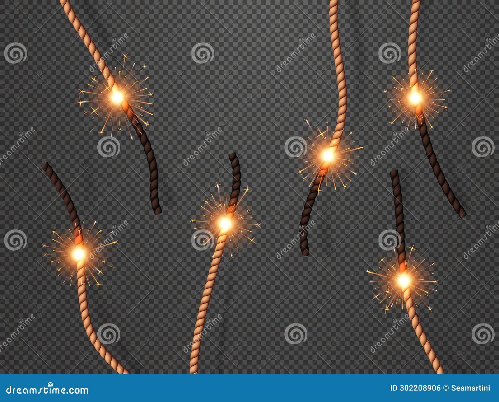Bomb Burning Wicks, Dynamite Realistic Fuses Stock Vector ...