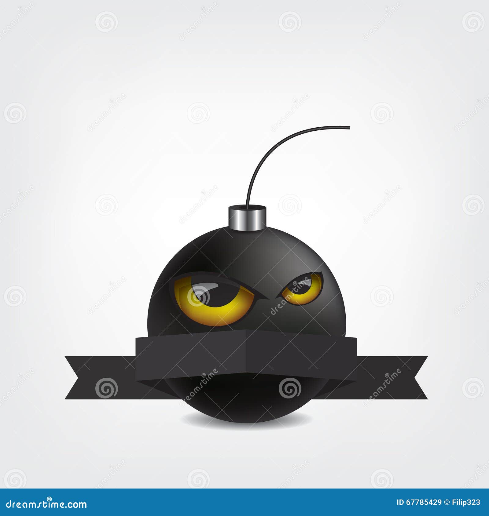 Bomb Cartoon with Eyes and Ribbon Stock Vector - Illustration of icon ...