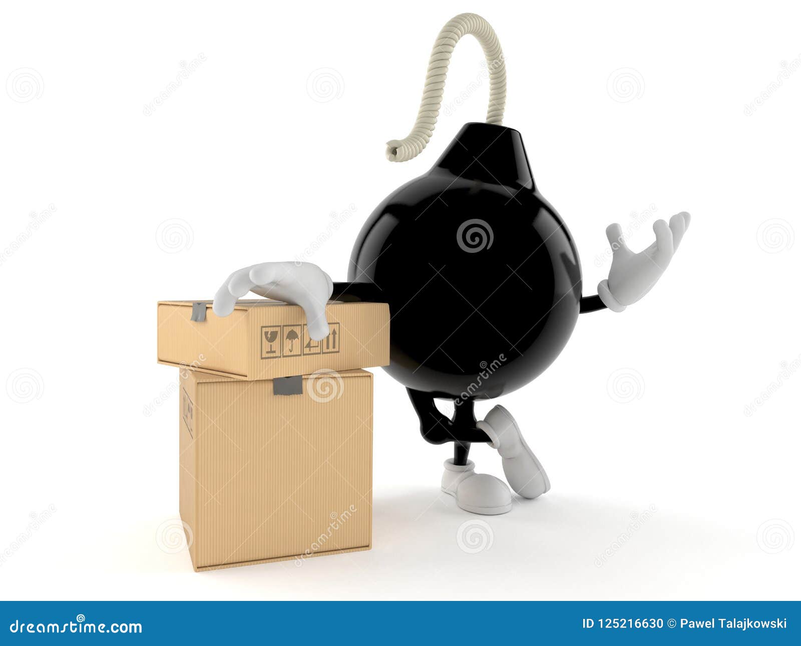Bomb Character with Stack of Boxes Stock Illustration - Illustration of ...