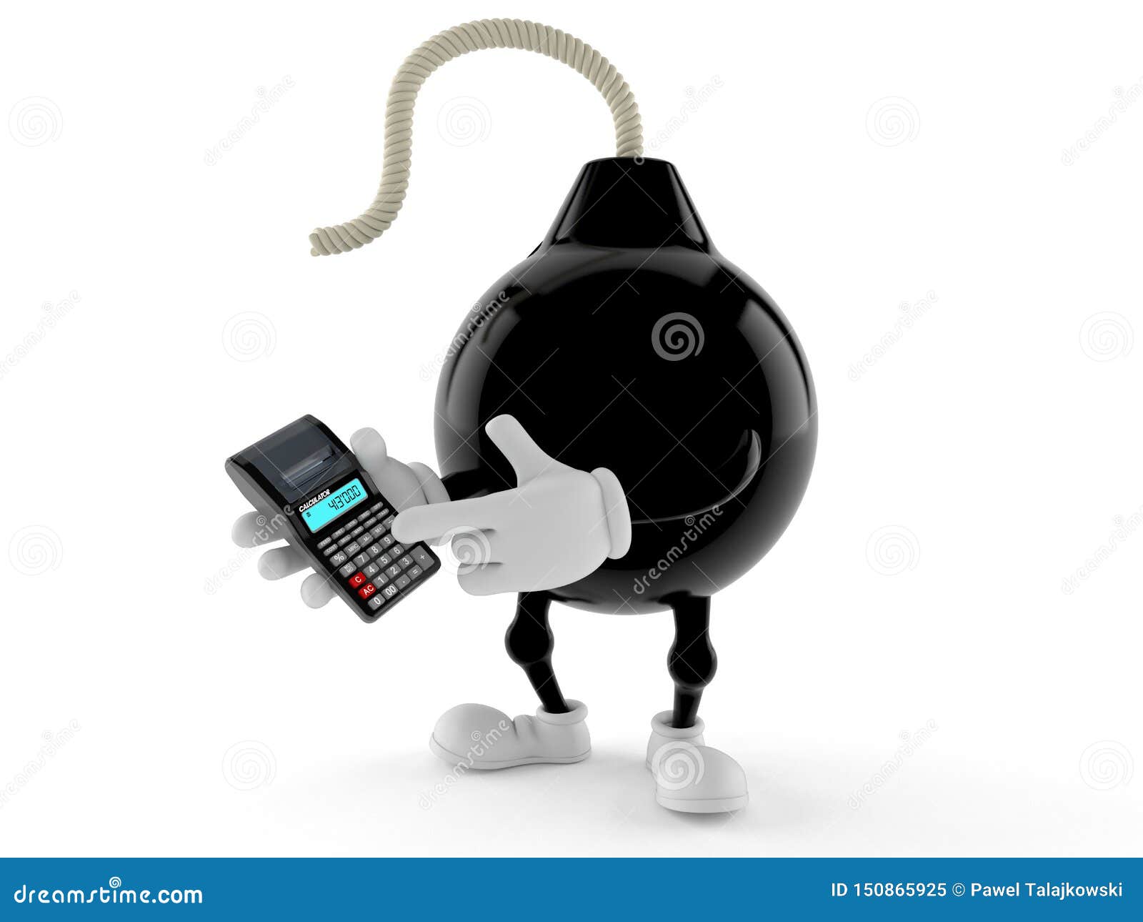 Bomb Character Using Calculator Stock Illustration - Illustration of ...