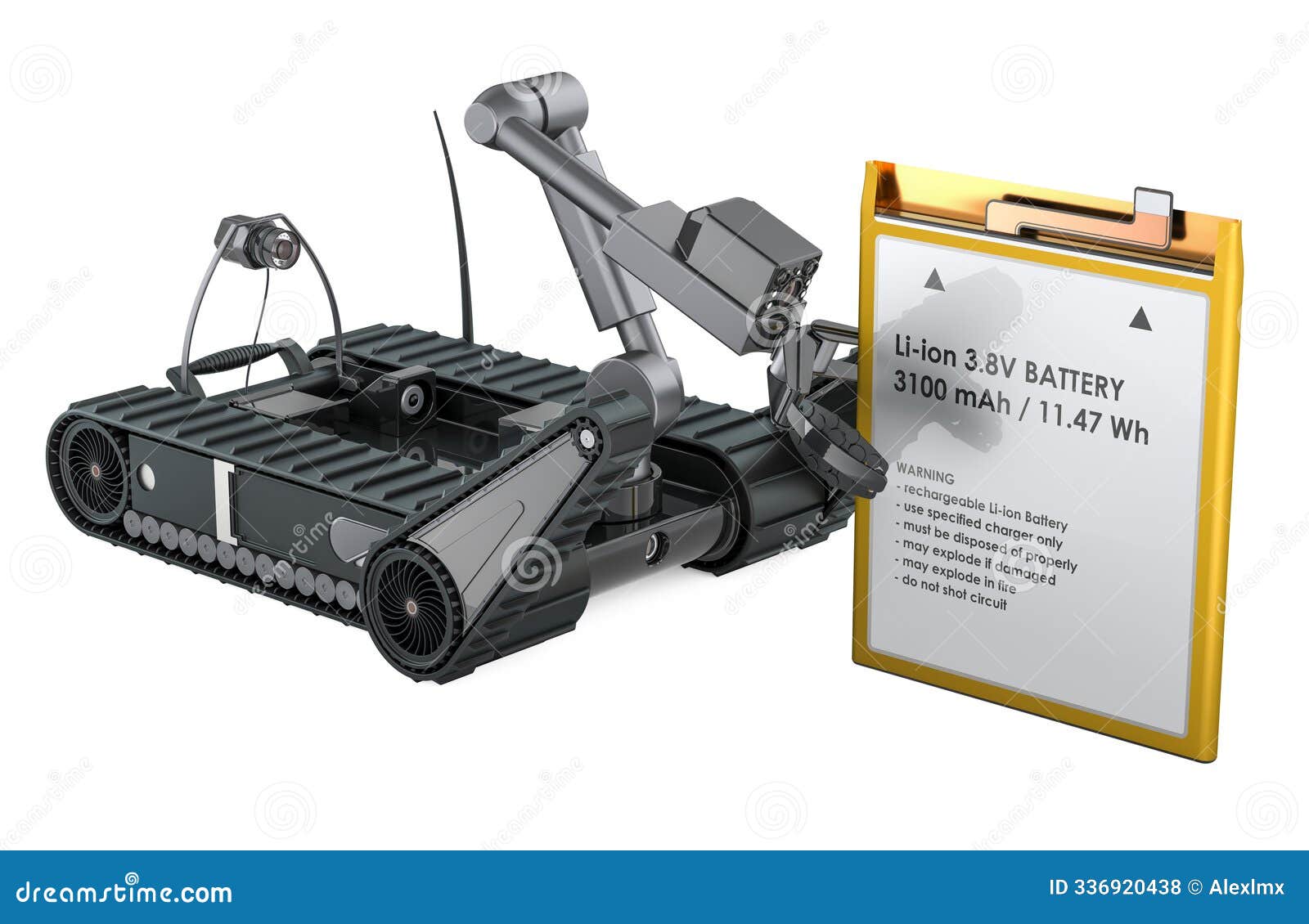 Bomb Disposal Robot with Cell Phone Battery, 3D Rendering Stock ...